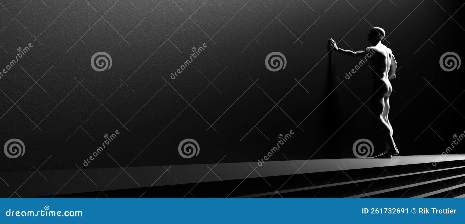 Man Reaching Out To Touch a Black Wall Stock Image - Image of steps ...