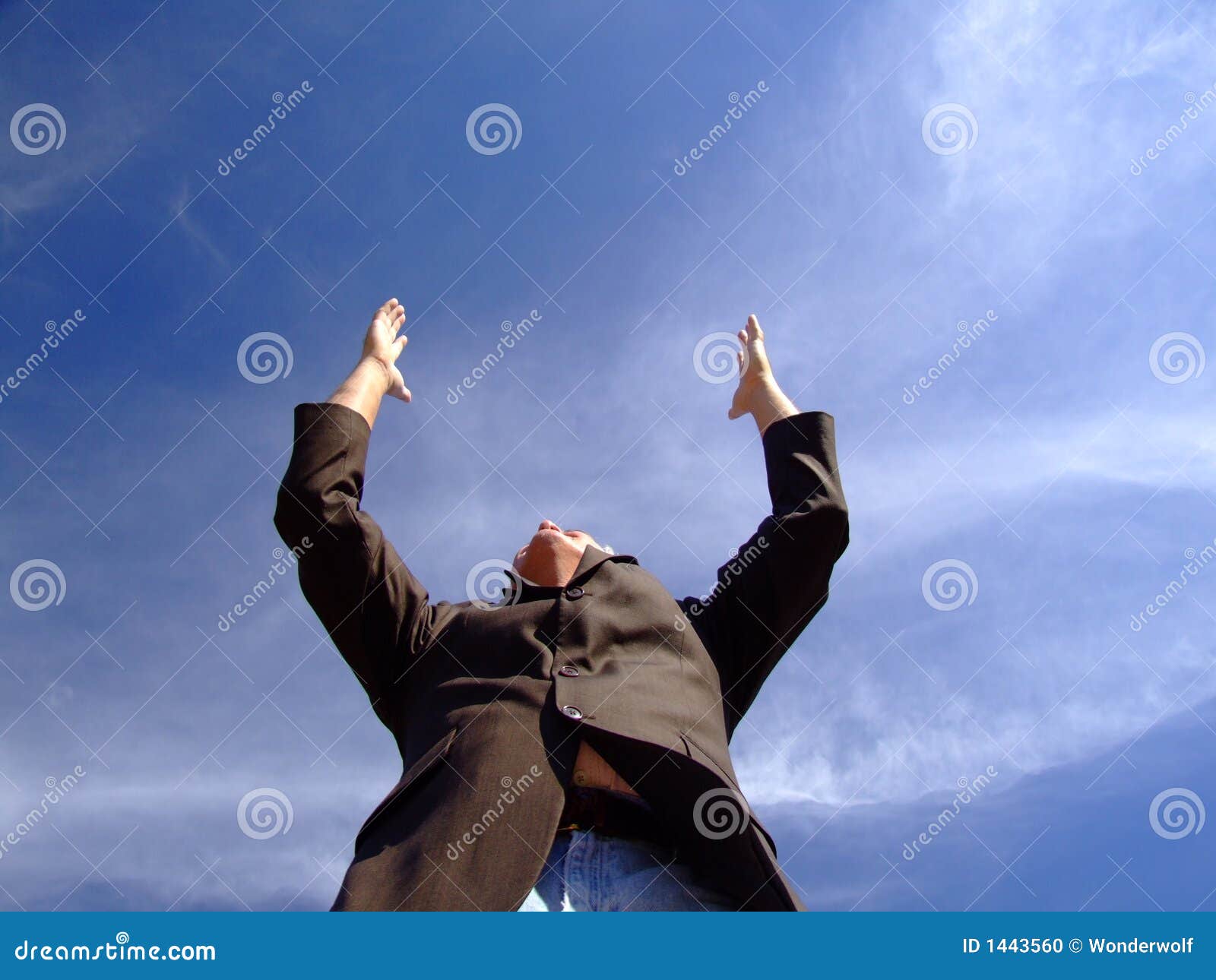 Man Reaching Up to the Sky stock photo. Image of minister - 1443560