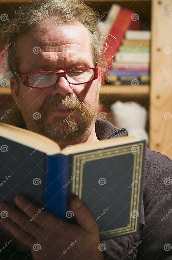 Man Read the Book Front View Stock Image - Image of home, house: 18798273