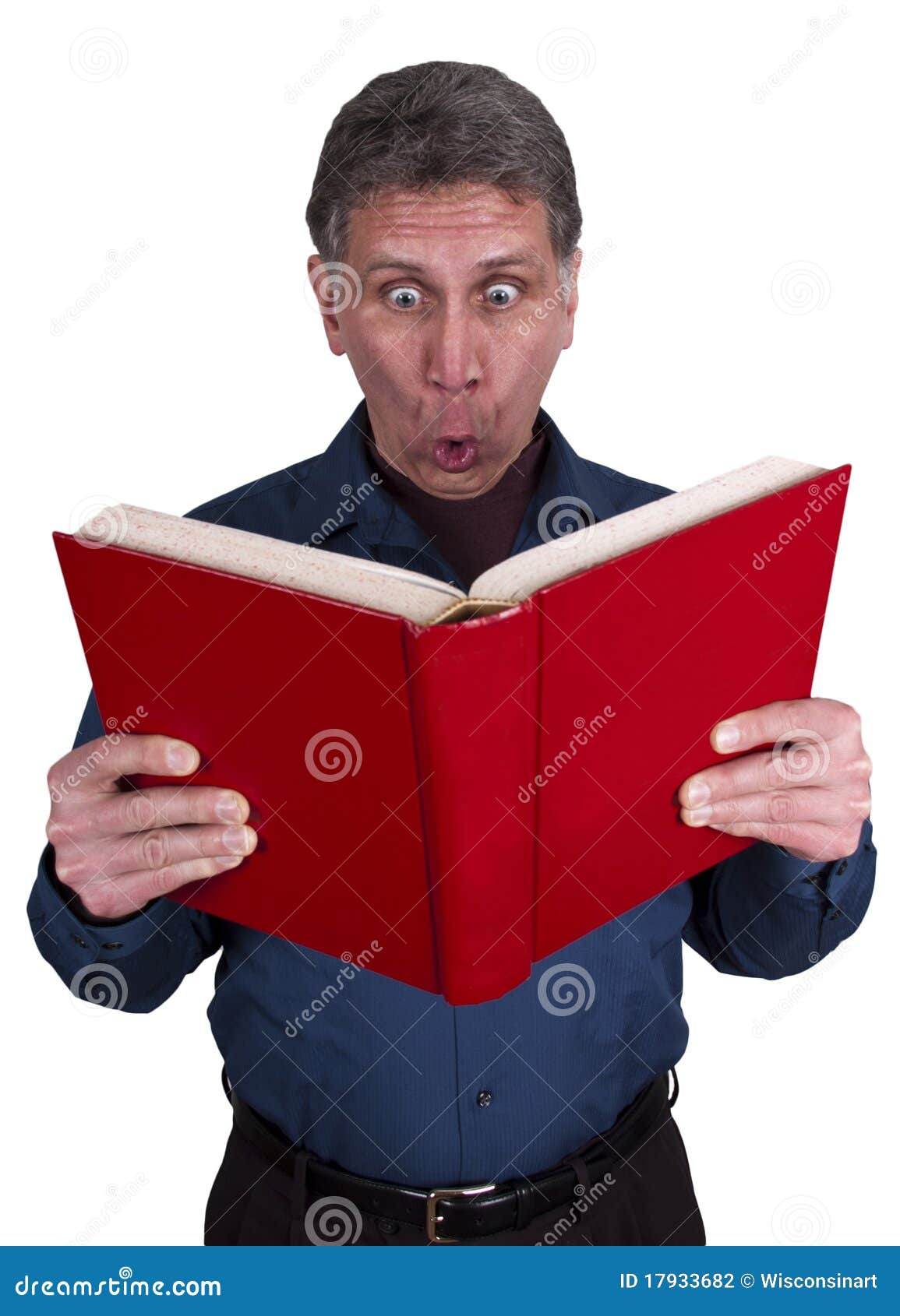 Man Read Book Surprise Shock Isolated on White Stock Photo - Image of ...