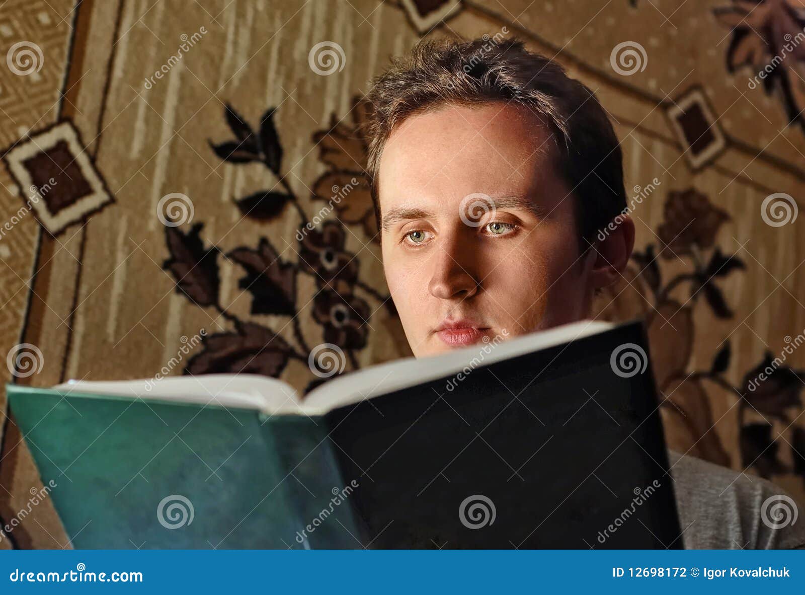 Man read interest book stock photo. Image of dark, studying - 12698172
