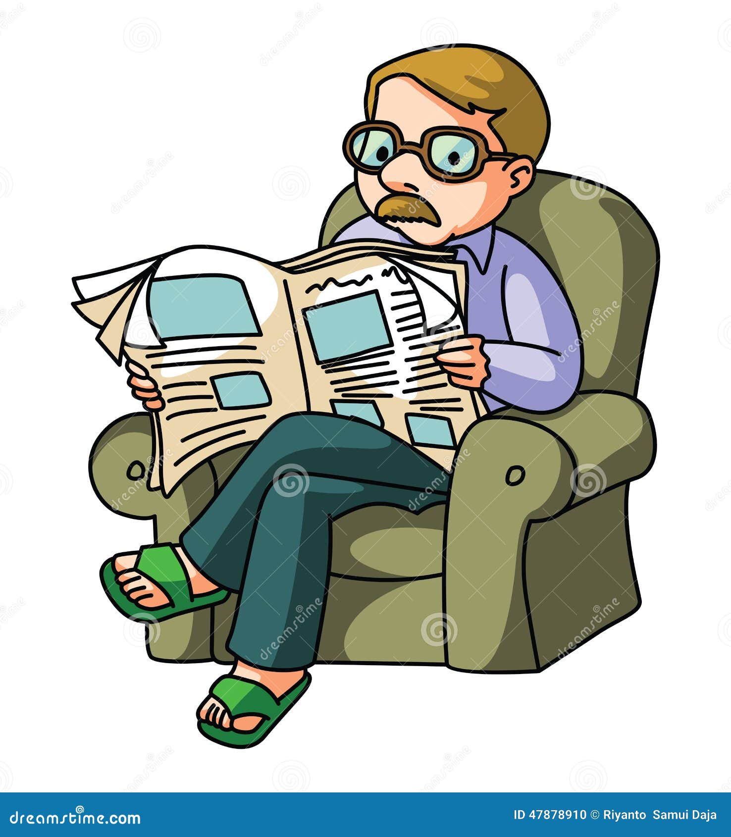 Man Read Newspaper Stock Vector Illustration Of Clip 47878910