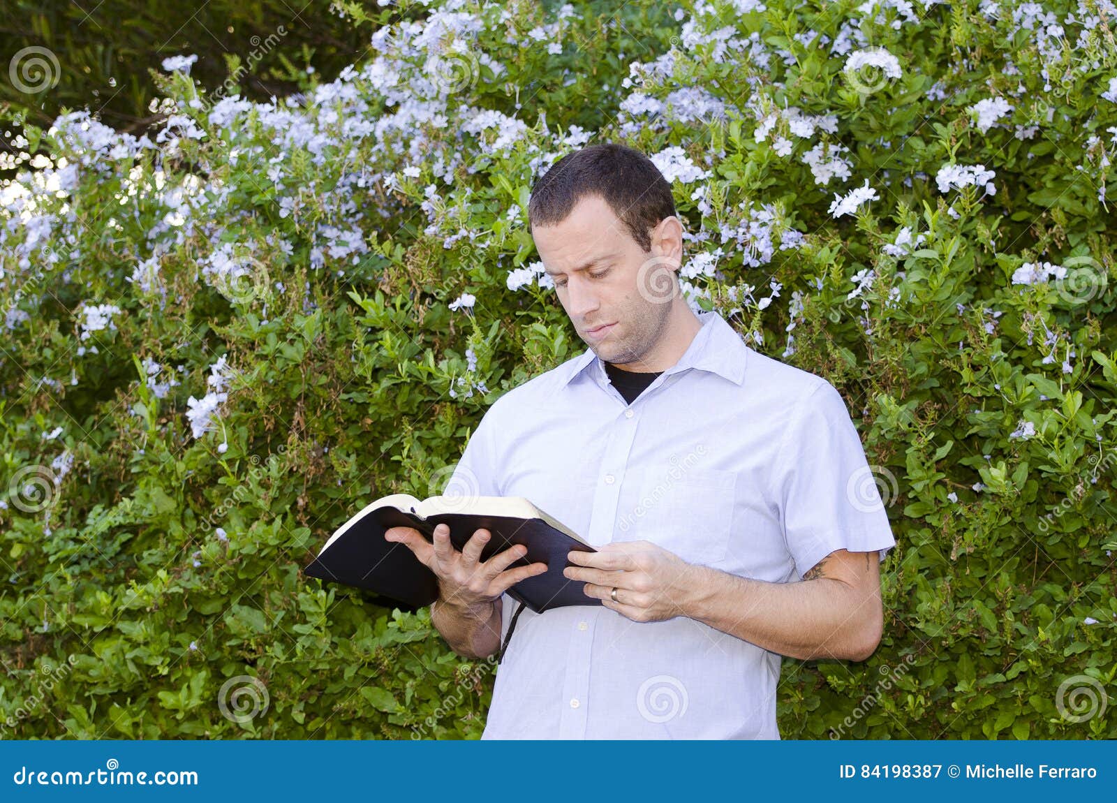 Man reading the Bible. stock image. Image of casual, alone - 84198387