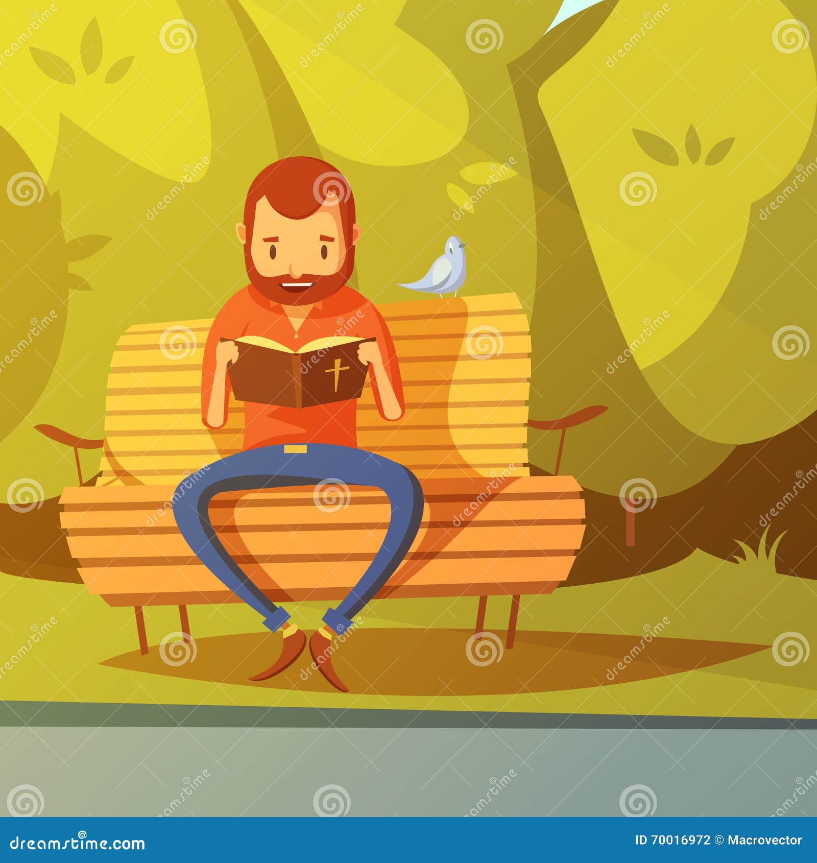 Man Reading the Bible Illustration Stock Vector - Illustration of ...