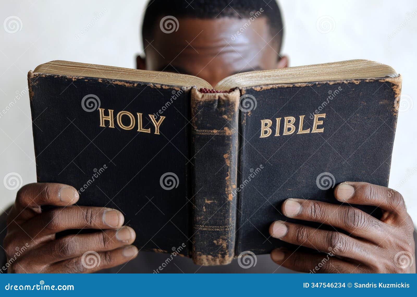 A Man Reading the Bible. Generative AI. Stock Illustration ...