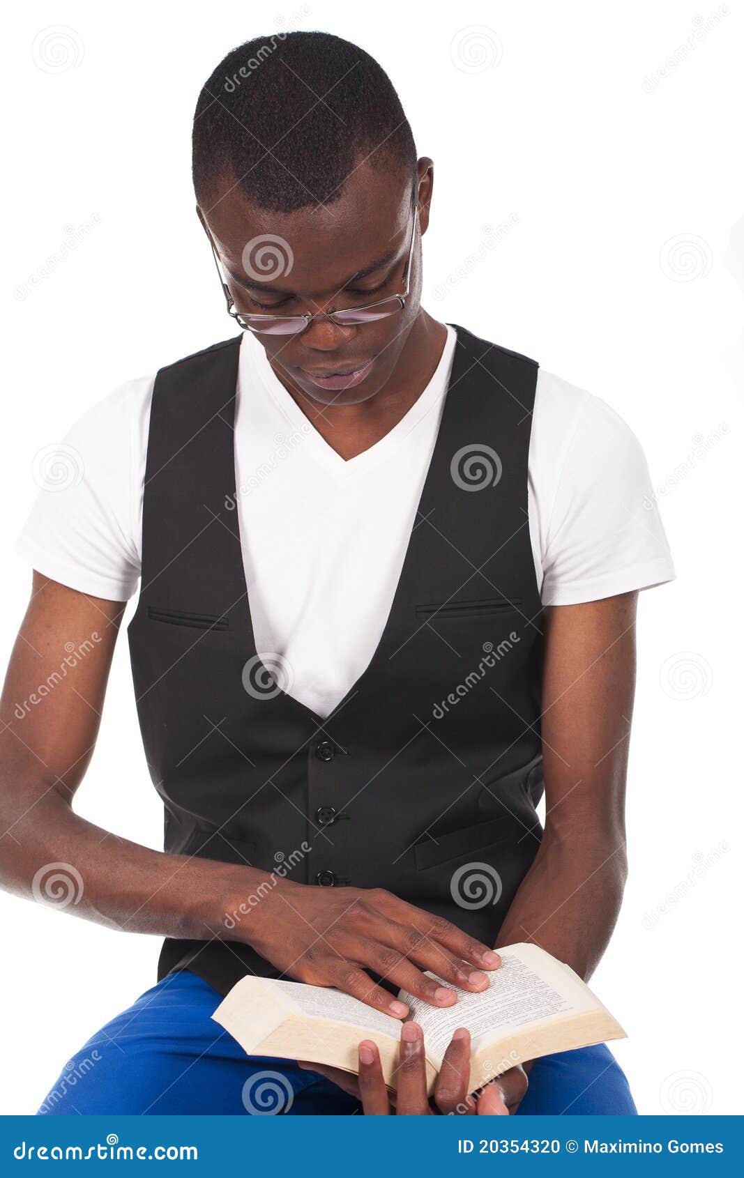 Man reading a book stock photo. Image of african, isolated - 20354320