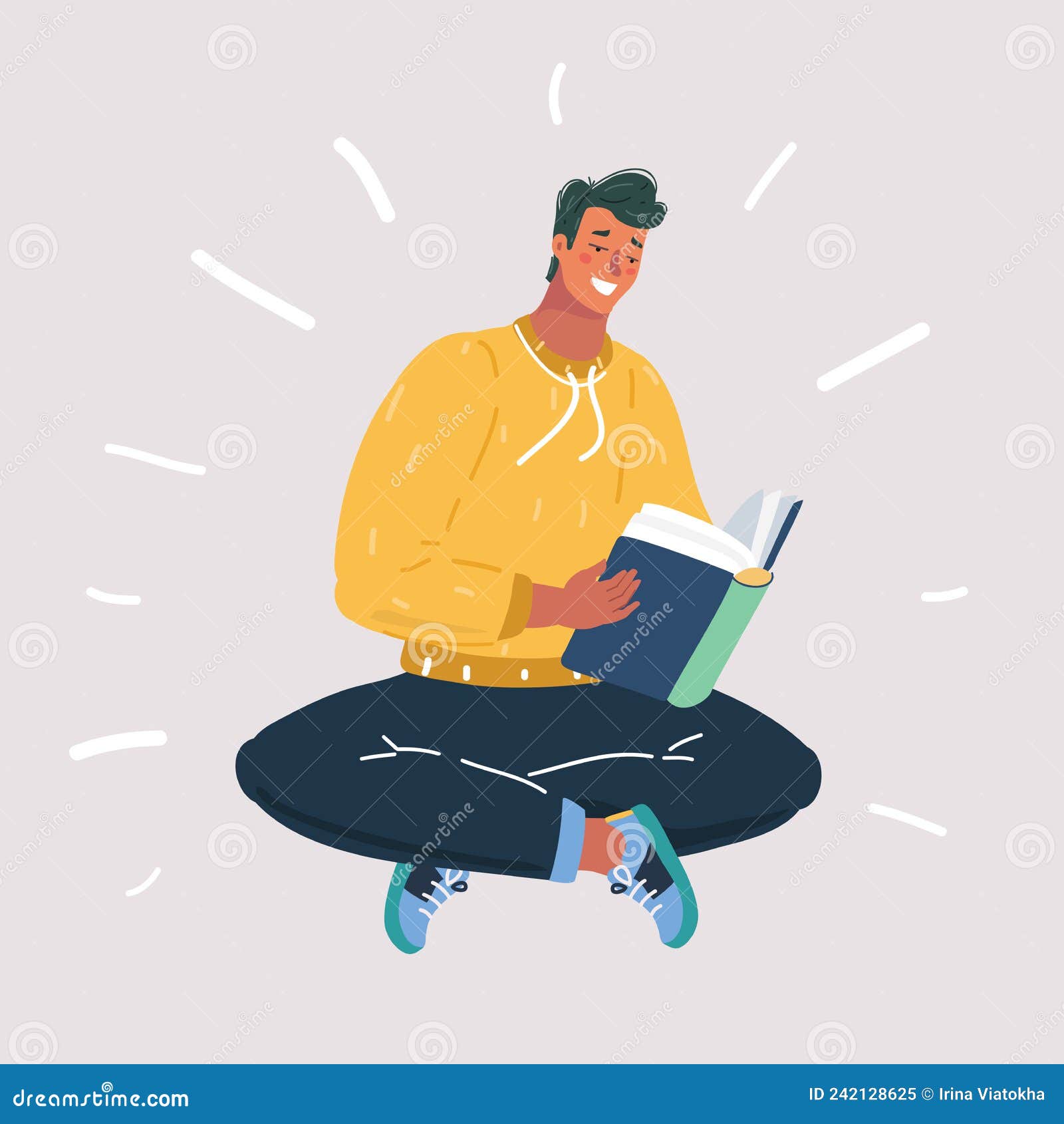 Man reading a book. stock vector. Illustration of male - 242128625