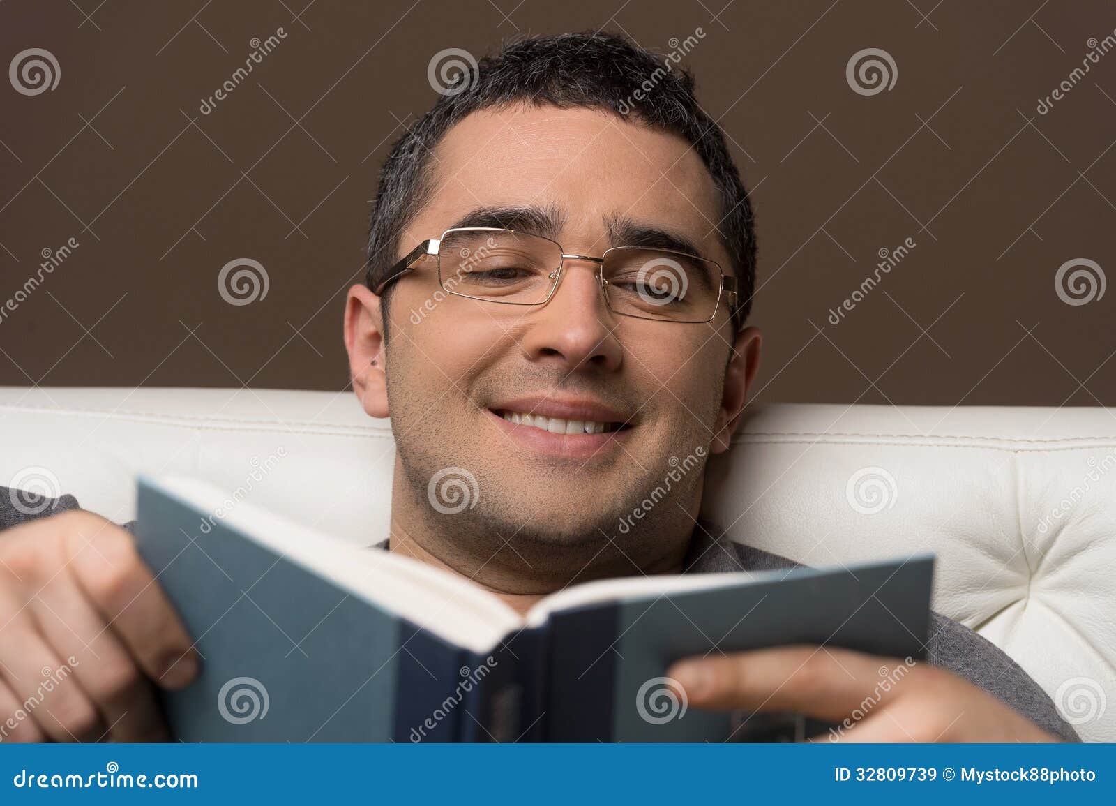 Man reading a book. stock image. Image of candid, emotions - 32809739