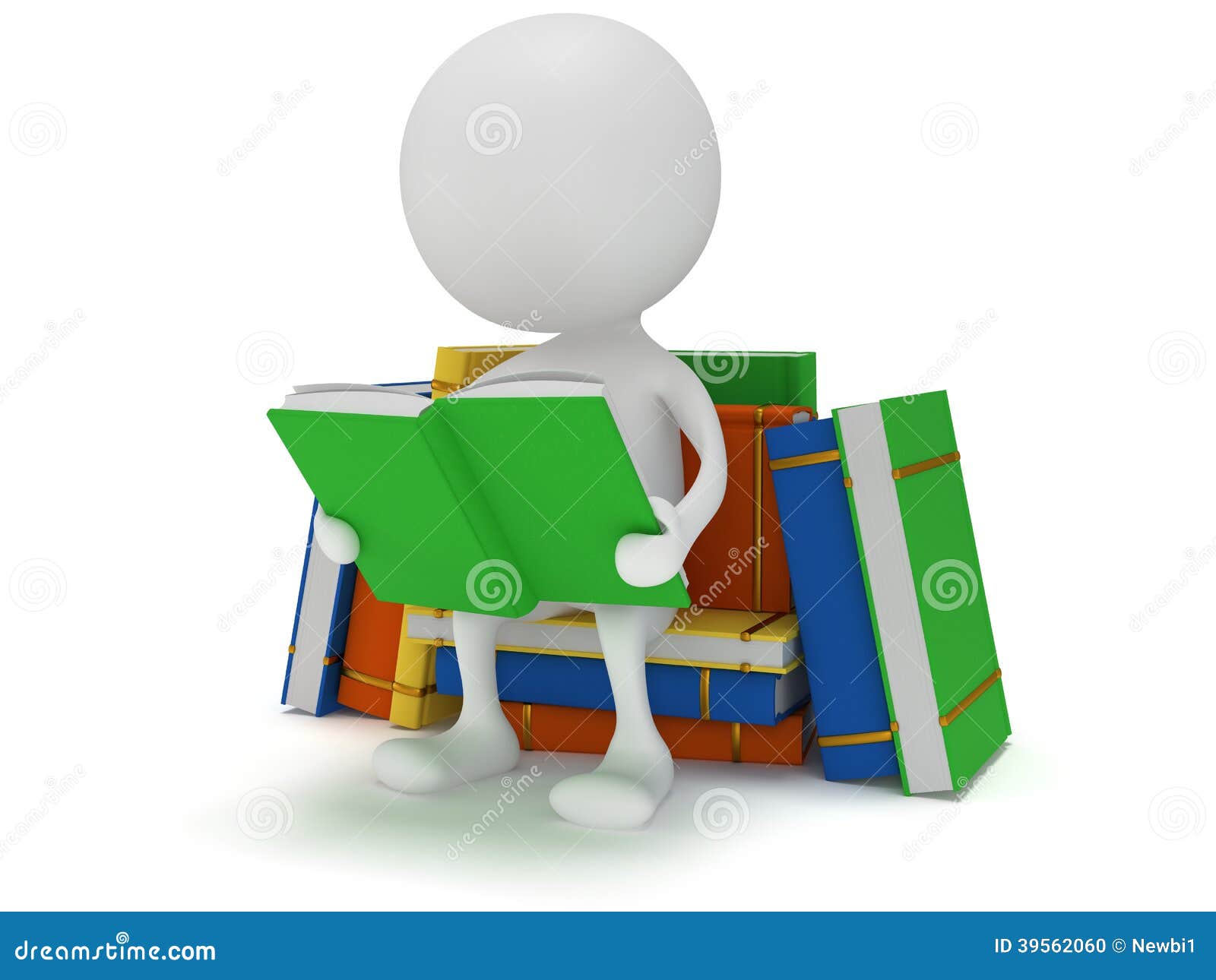 Man Reading Book. 3d Render Stock Illustration - Illustration of ...