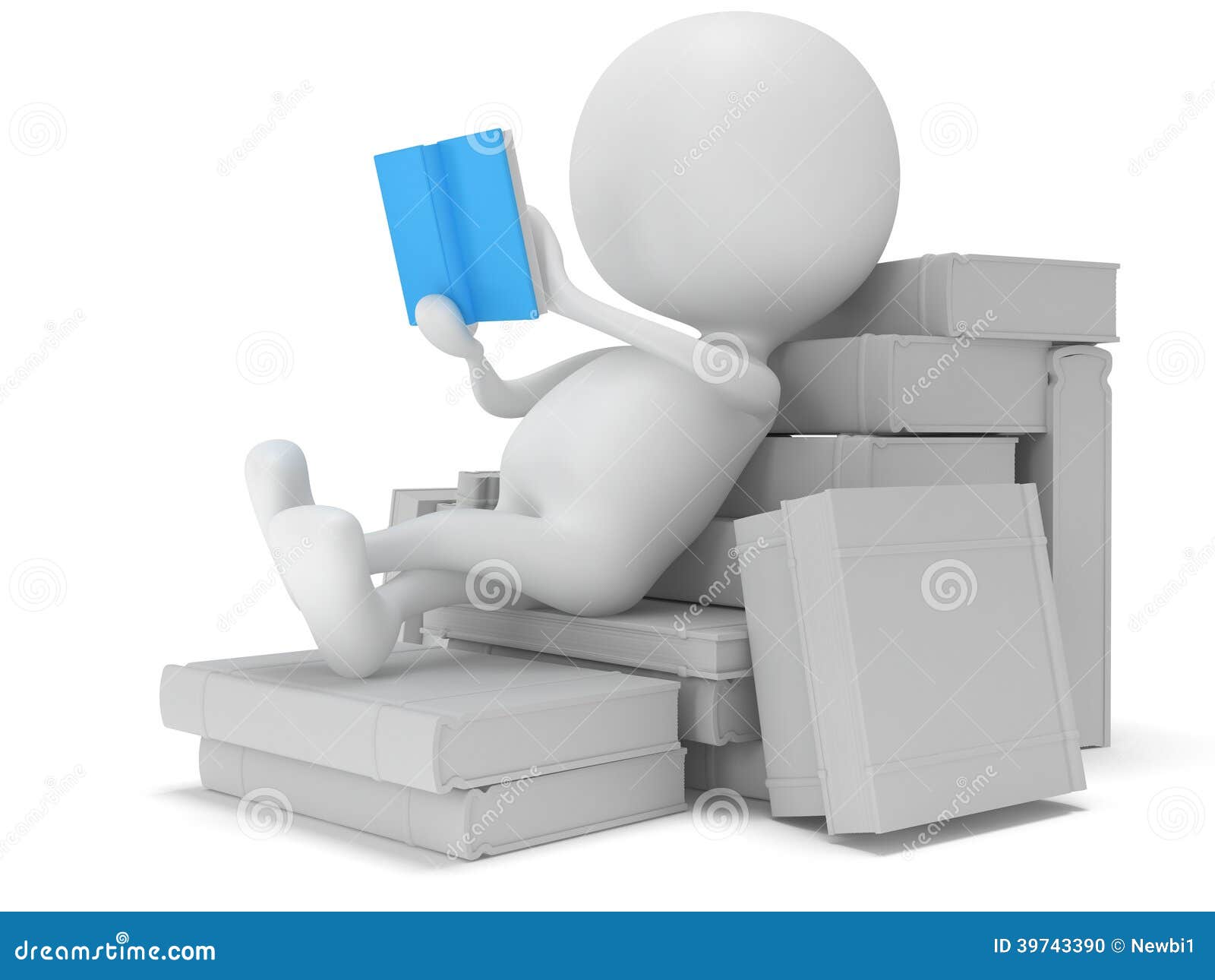 Man Reading Book. 3d Render Stock Illustration - Illustration of ...