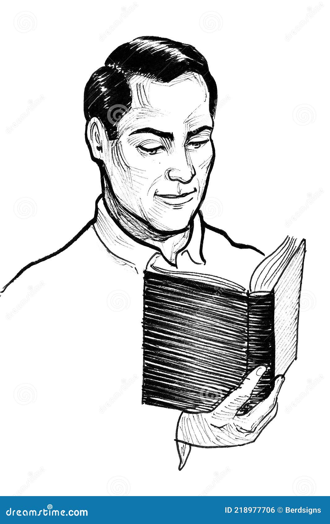 Man reading book stock illustration. Illustration of male - 218977706