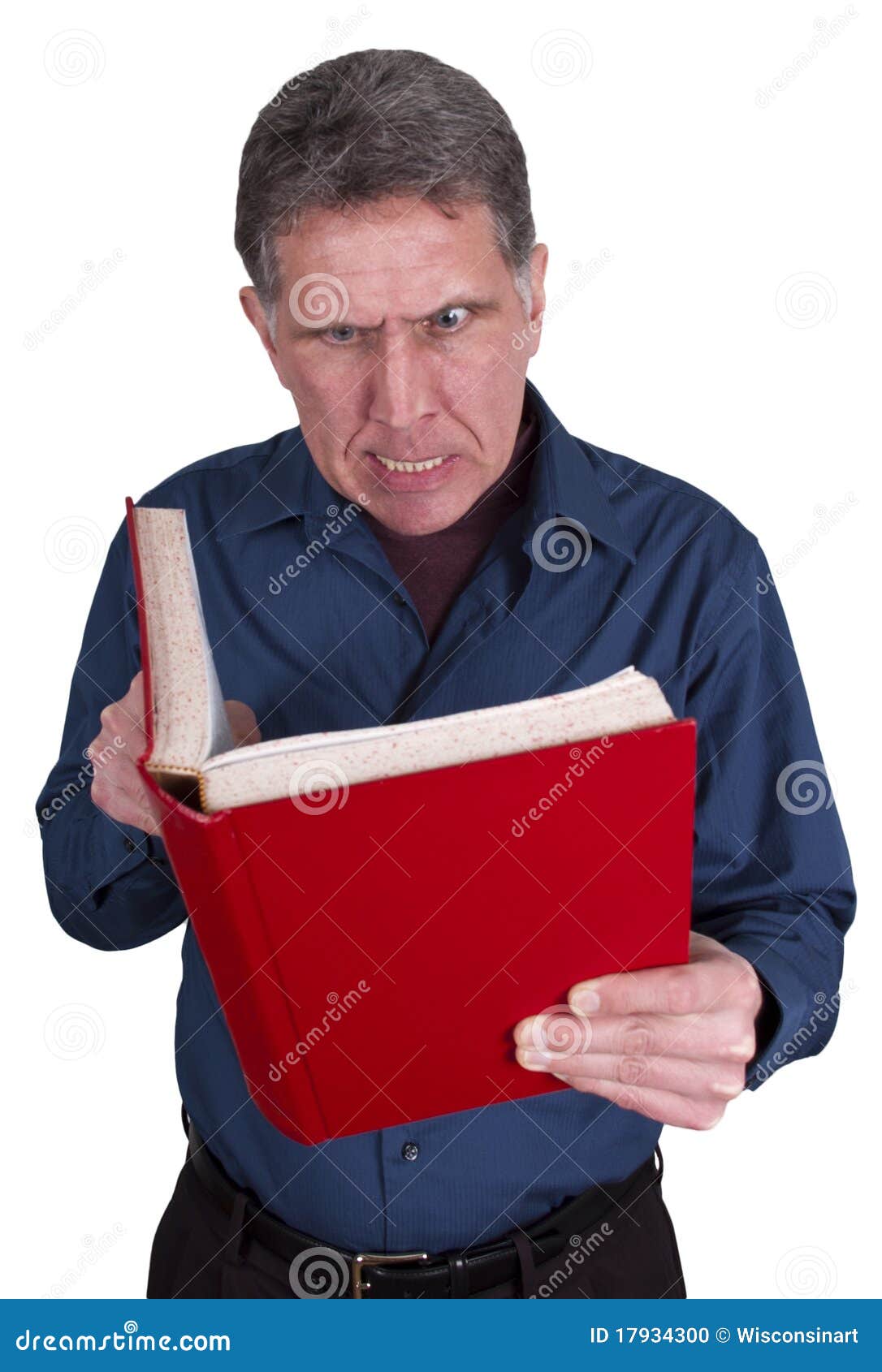 Man Reading Book Mad Angry Isolated on White Stock Photo - Image of ...