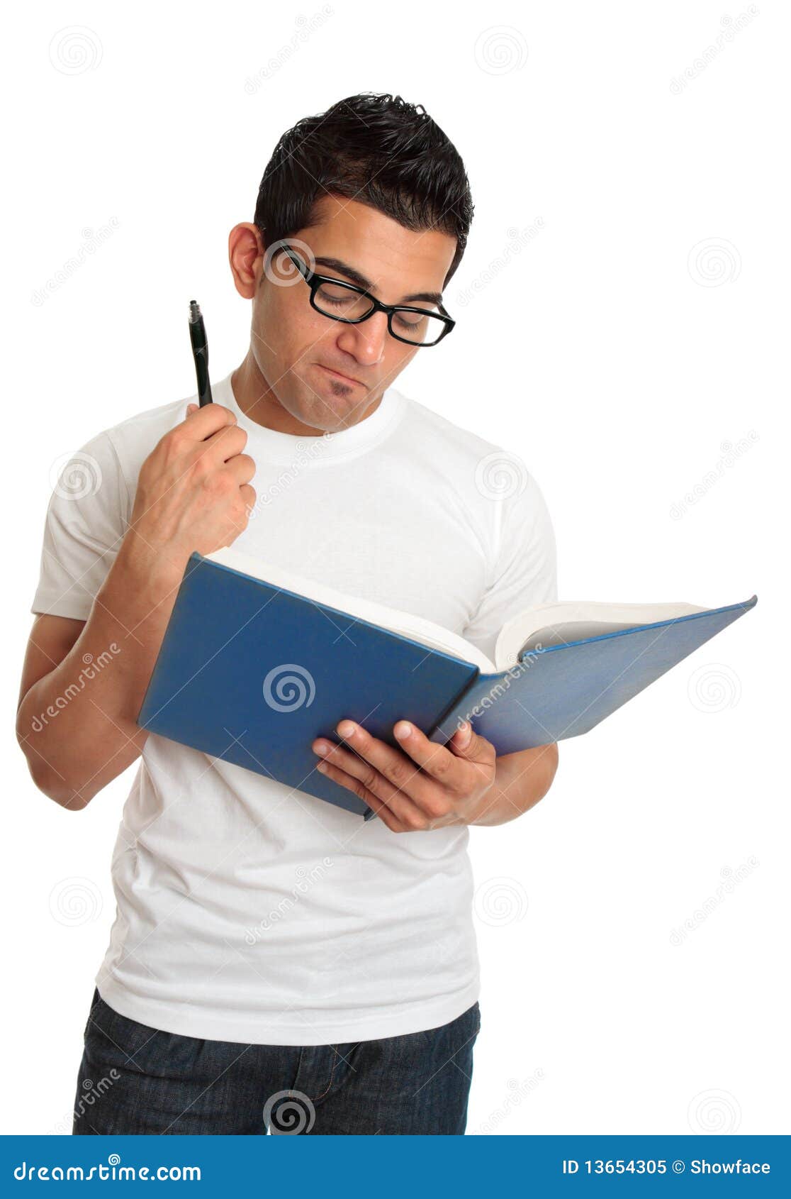 Man Reading Book and Thinking Stock Image - Image of adult, background ...