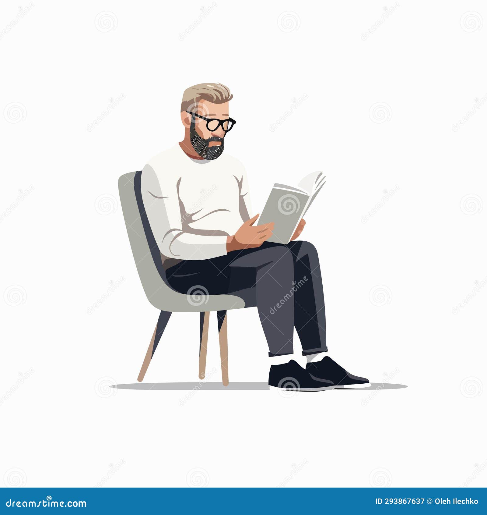 Man Reading Book Vector Flat Minimalistic Isolated Illustration Stock ...