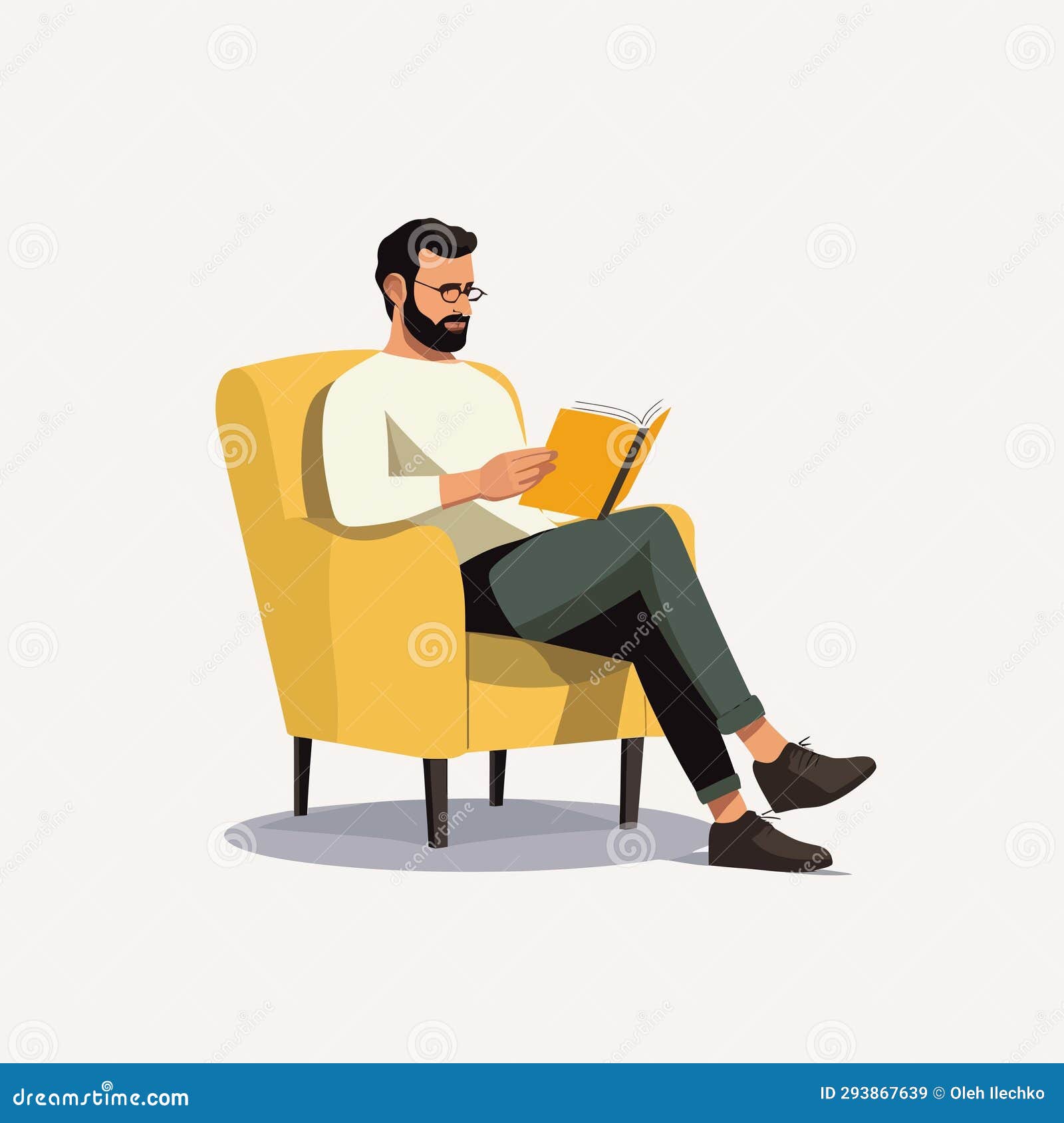 Man Reading Book Vector Flat Minimalistic Isolated Illustration Stock ...