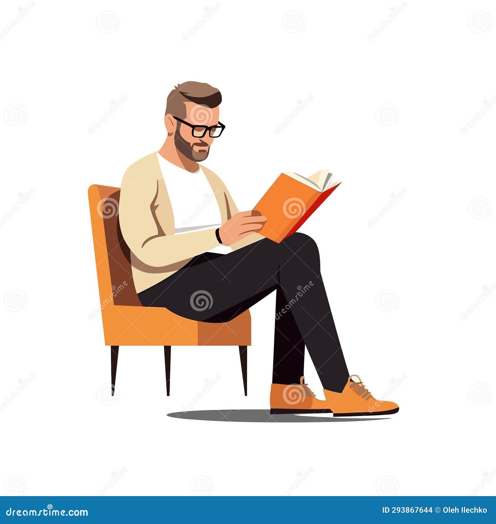 Man Reading Book Vector Flat Minimalistic Isolated Illustration Stock ...