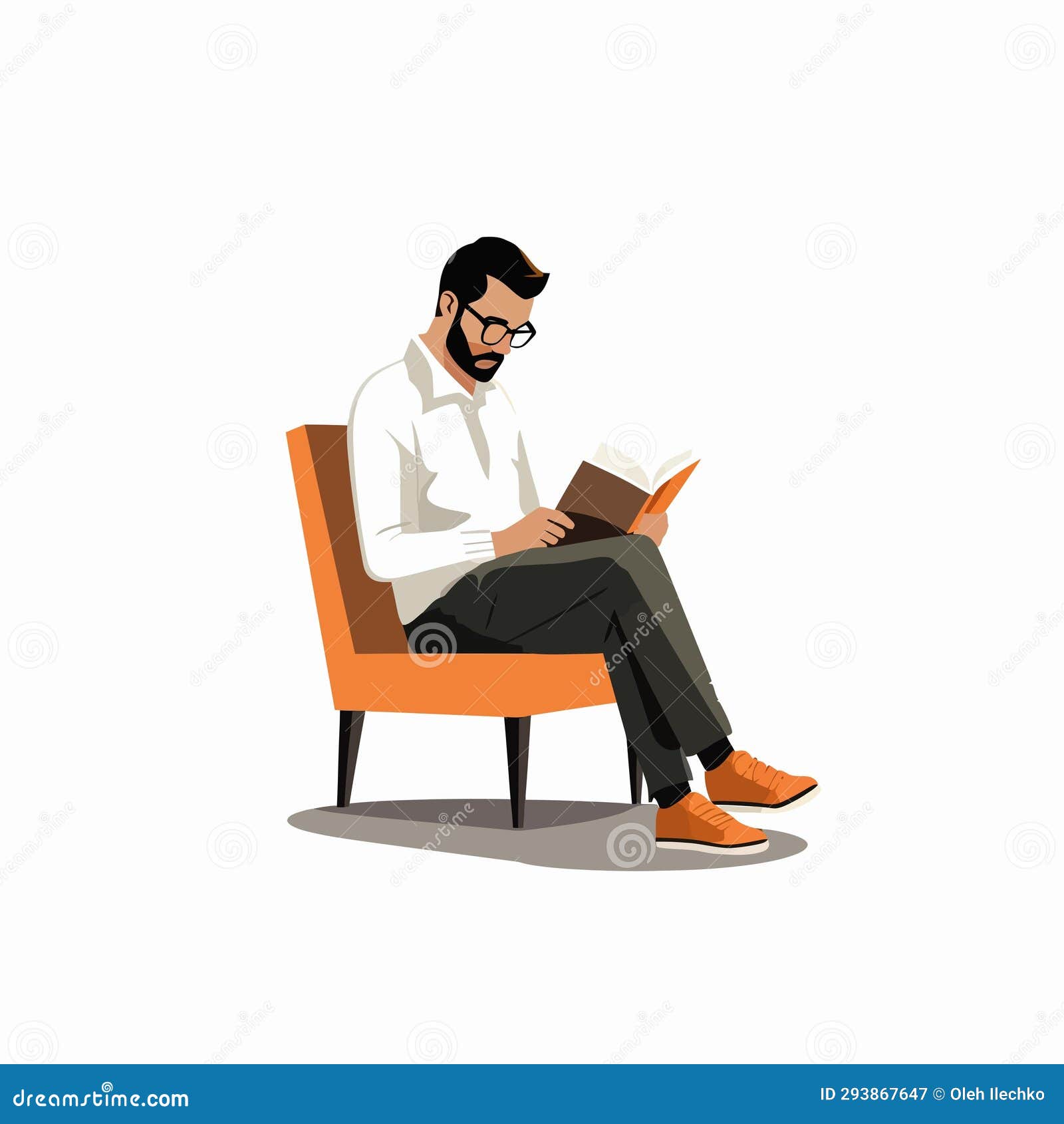 Man Reading Book Vector Flat Minimalistic Isolated Illustration Stock ...