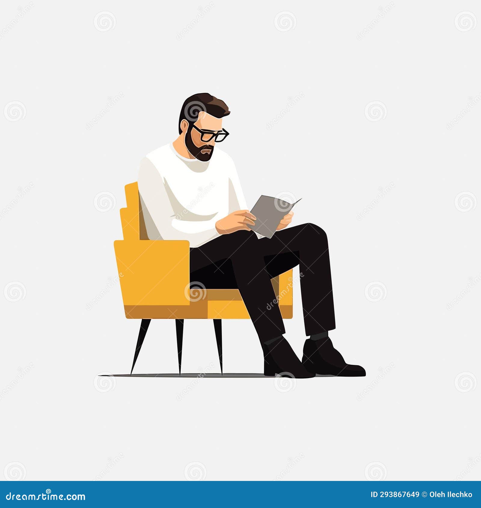 Man Reading Book Vector Flat Minimalistic Isolated Illustration Stock ...