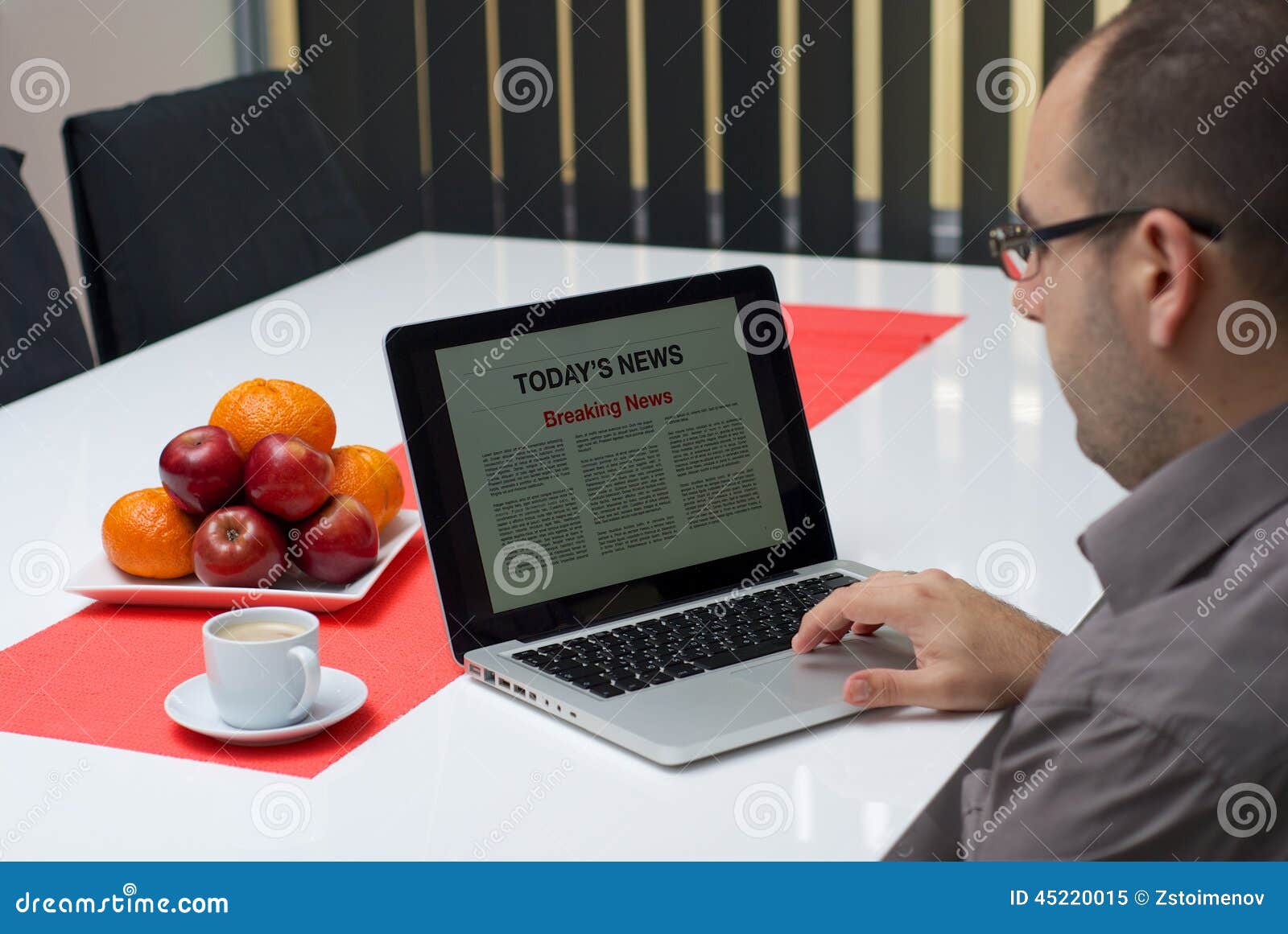 Man Reading Breaking News on a Laptop Stock Image - Image of laptop ...