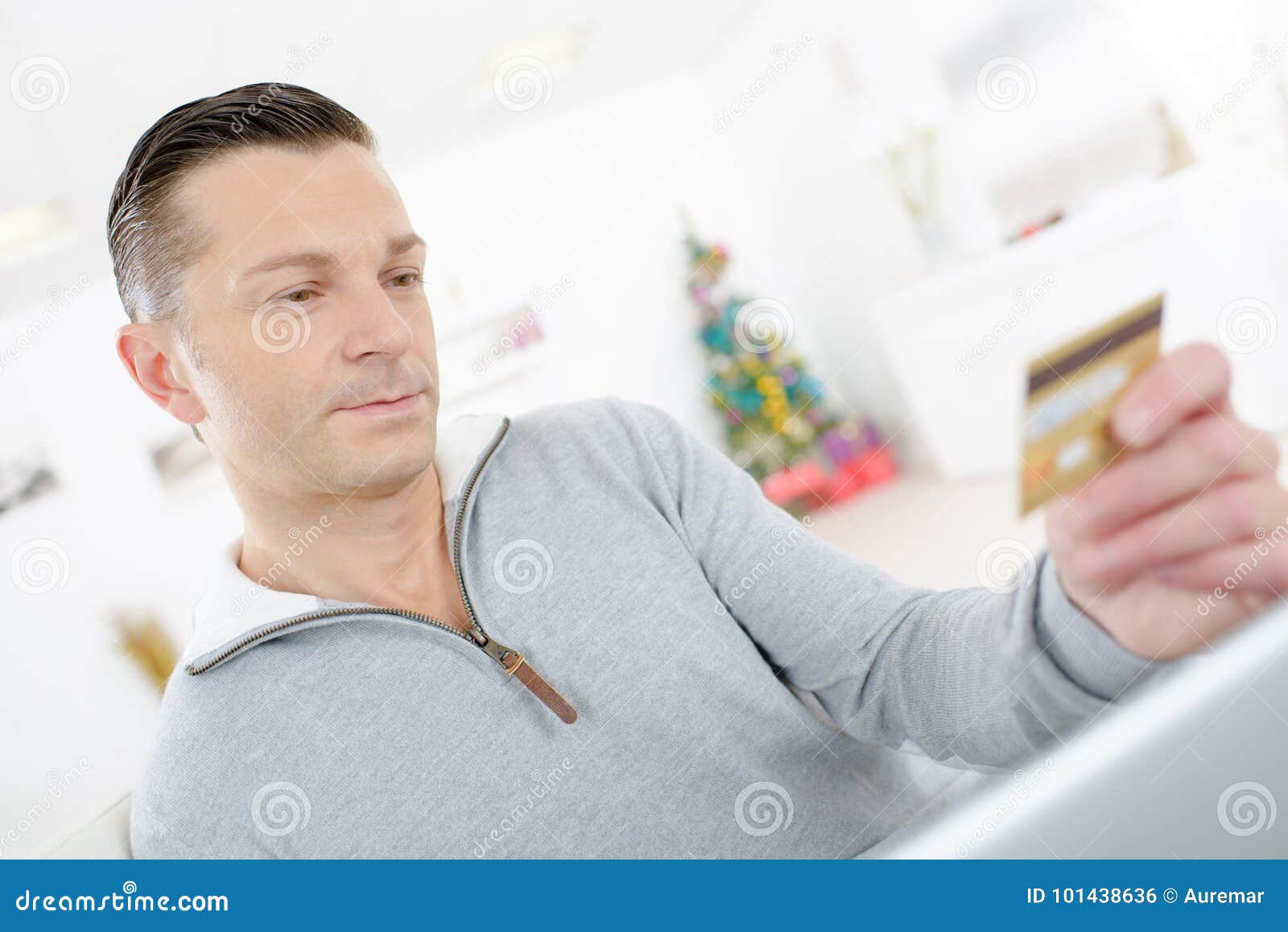 Man Reading Card Information Stock Photo - Image of portable, banking ...