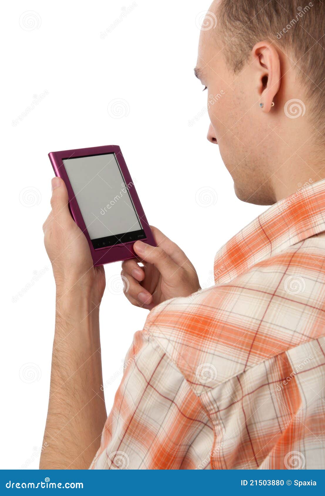 Man reading e-book device stock photo. Image of study - 21503880