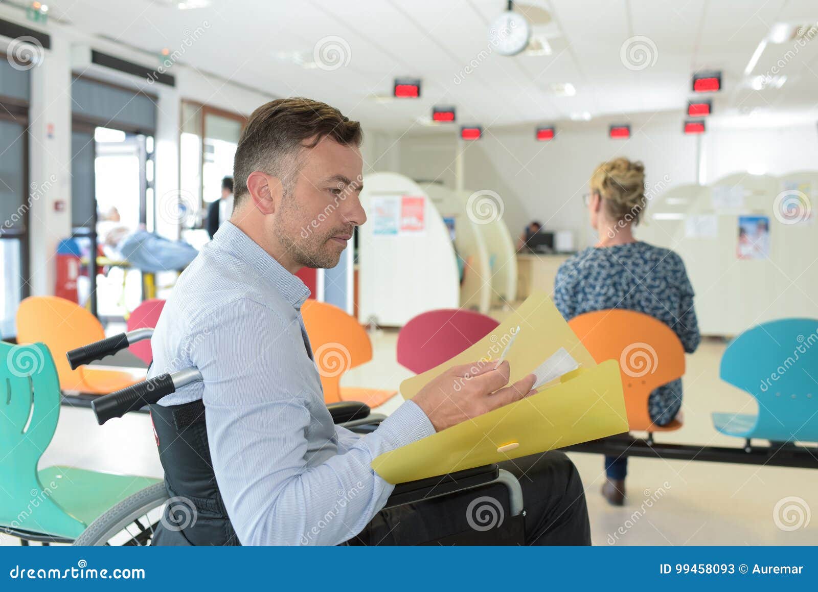 Man Reading Portfolio before Important Interview Stock Image - Image of ...