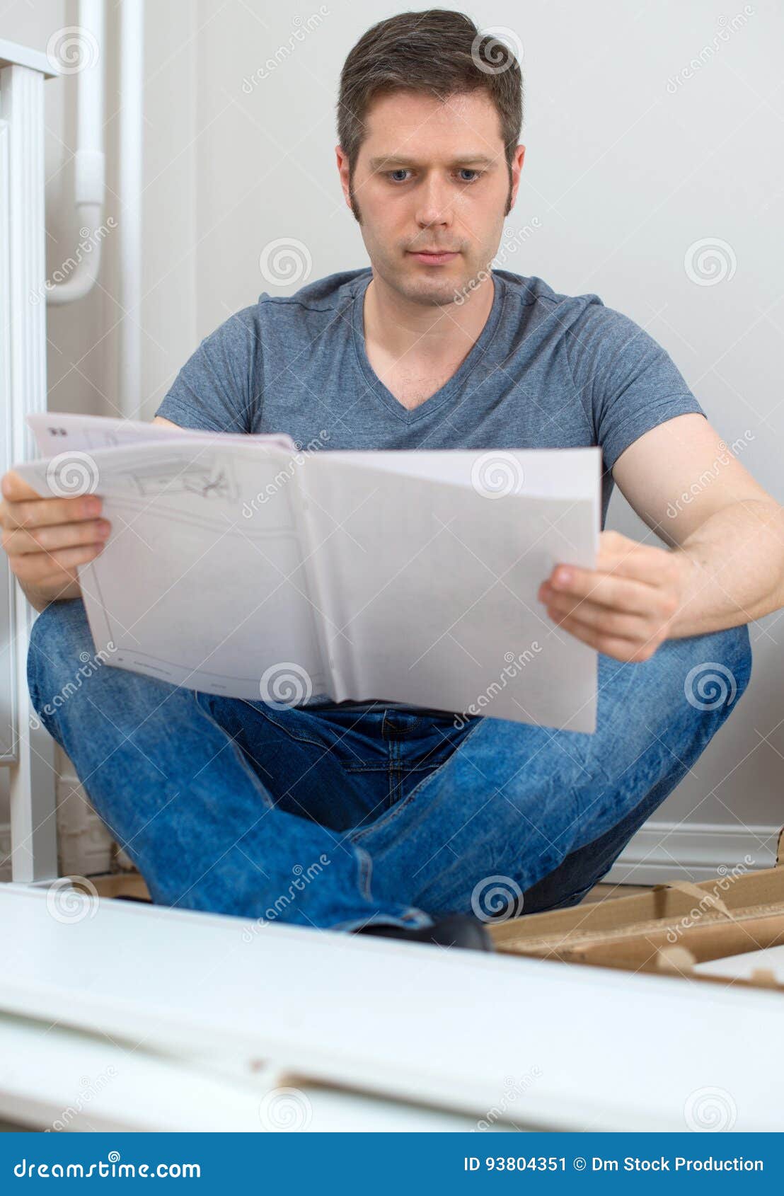 Man is Reading the Instructions. Stock Image - Image of house ...
