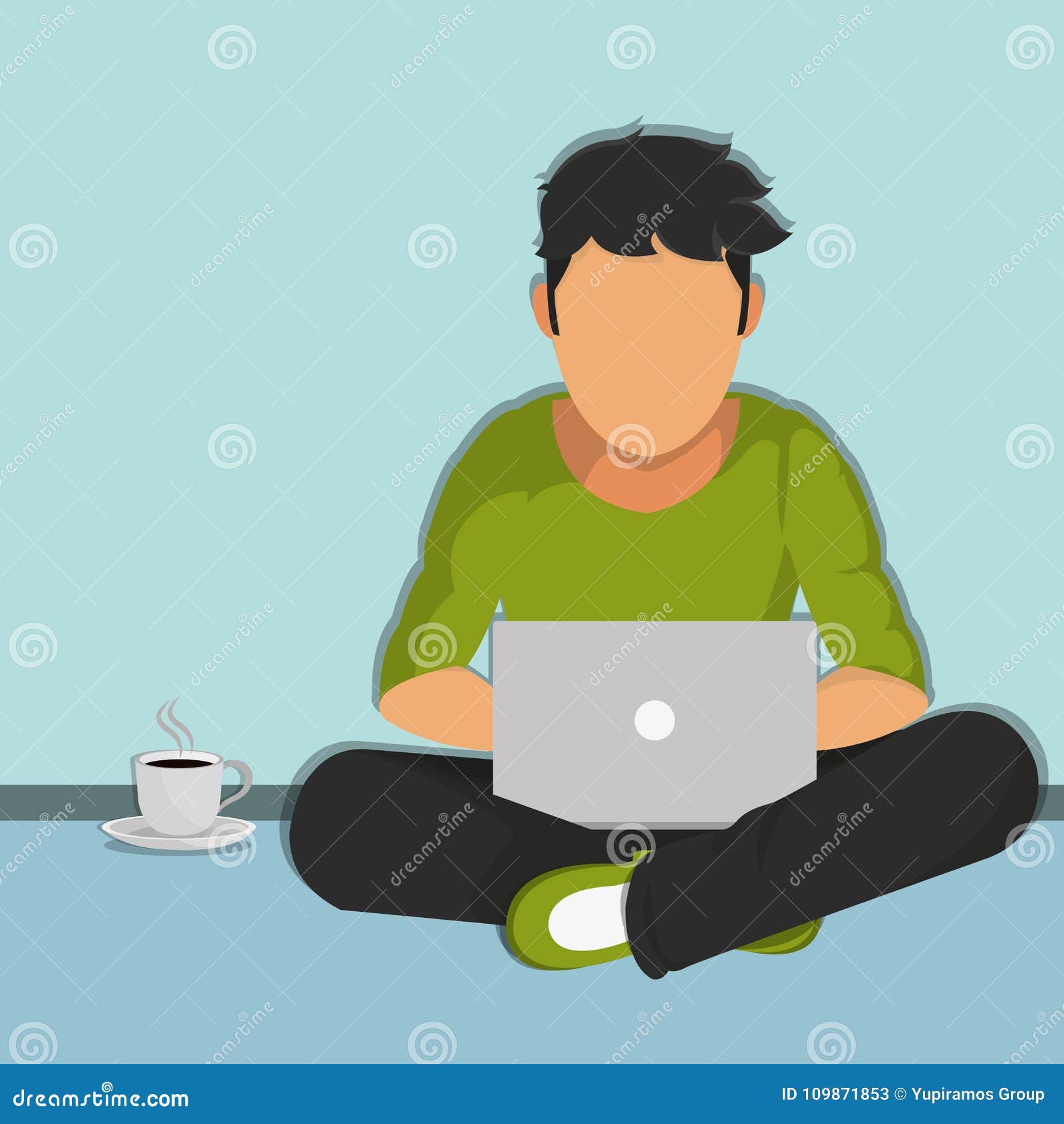Man Reading in Laptop Design Stock Vector - Illustration of research ...