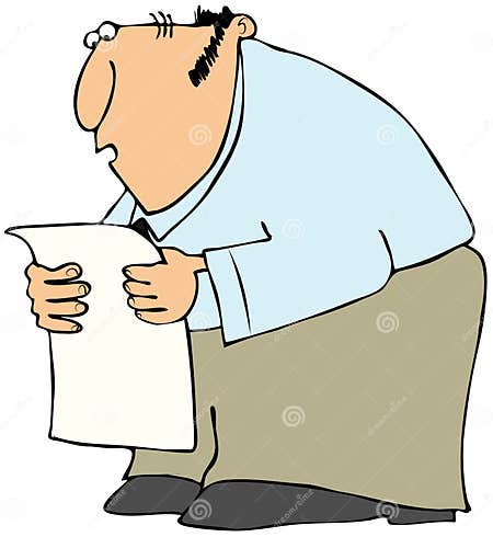 Man Reading from a Long List Stock Illustration - Illustration of ...
