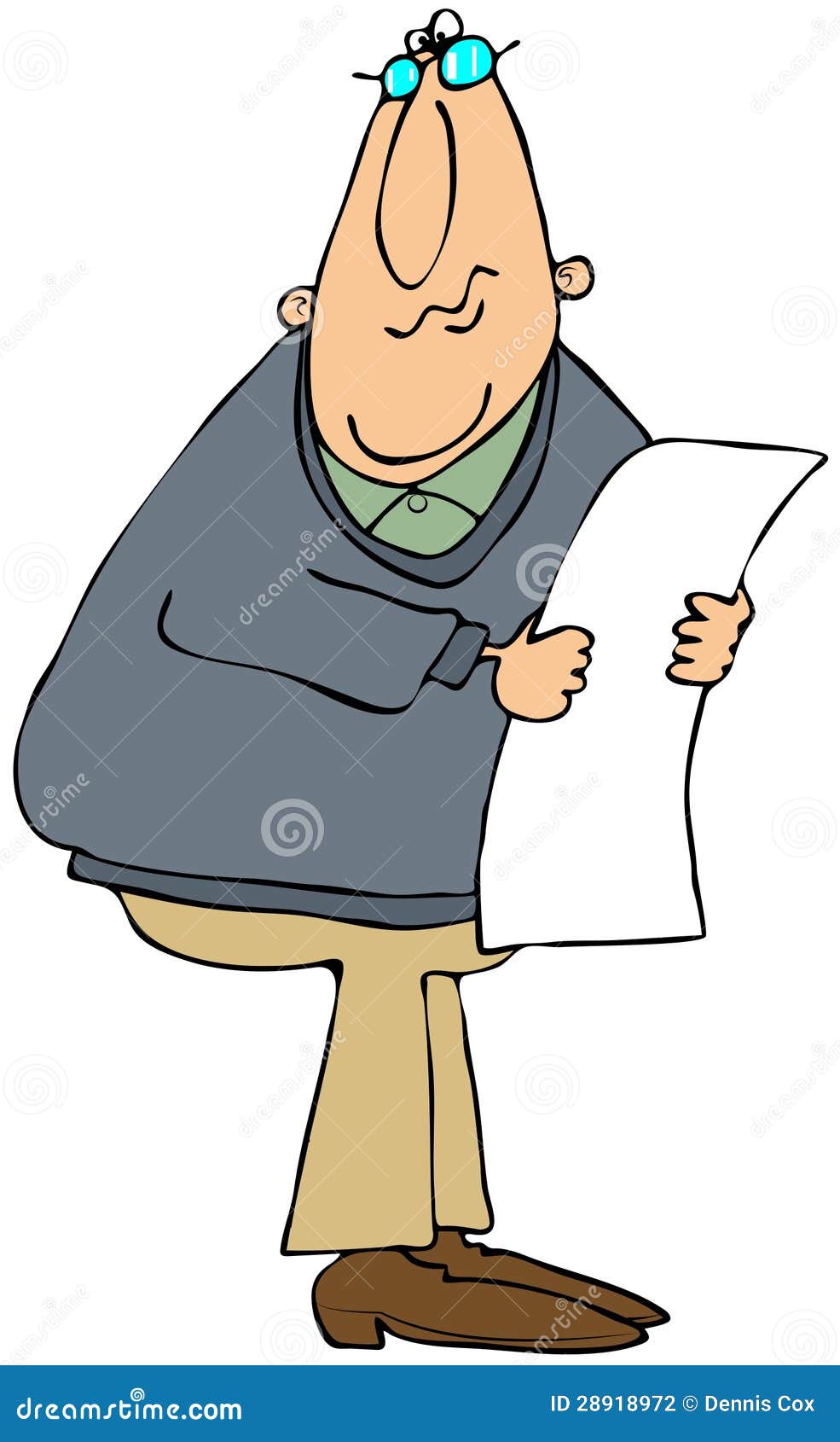 Man Reading from a Long Paper Stock Illustration - Illustration of male ...