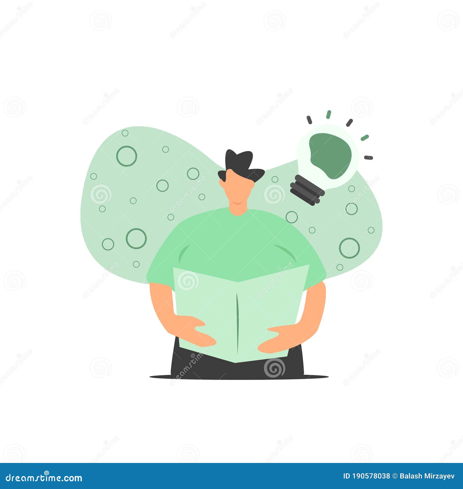 Man Reading Manual an Having New Prouctive Ideas Stock Vector ...