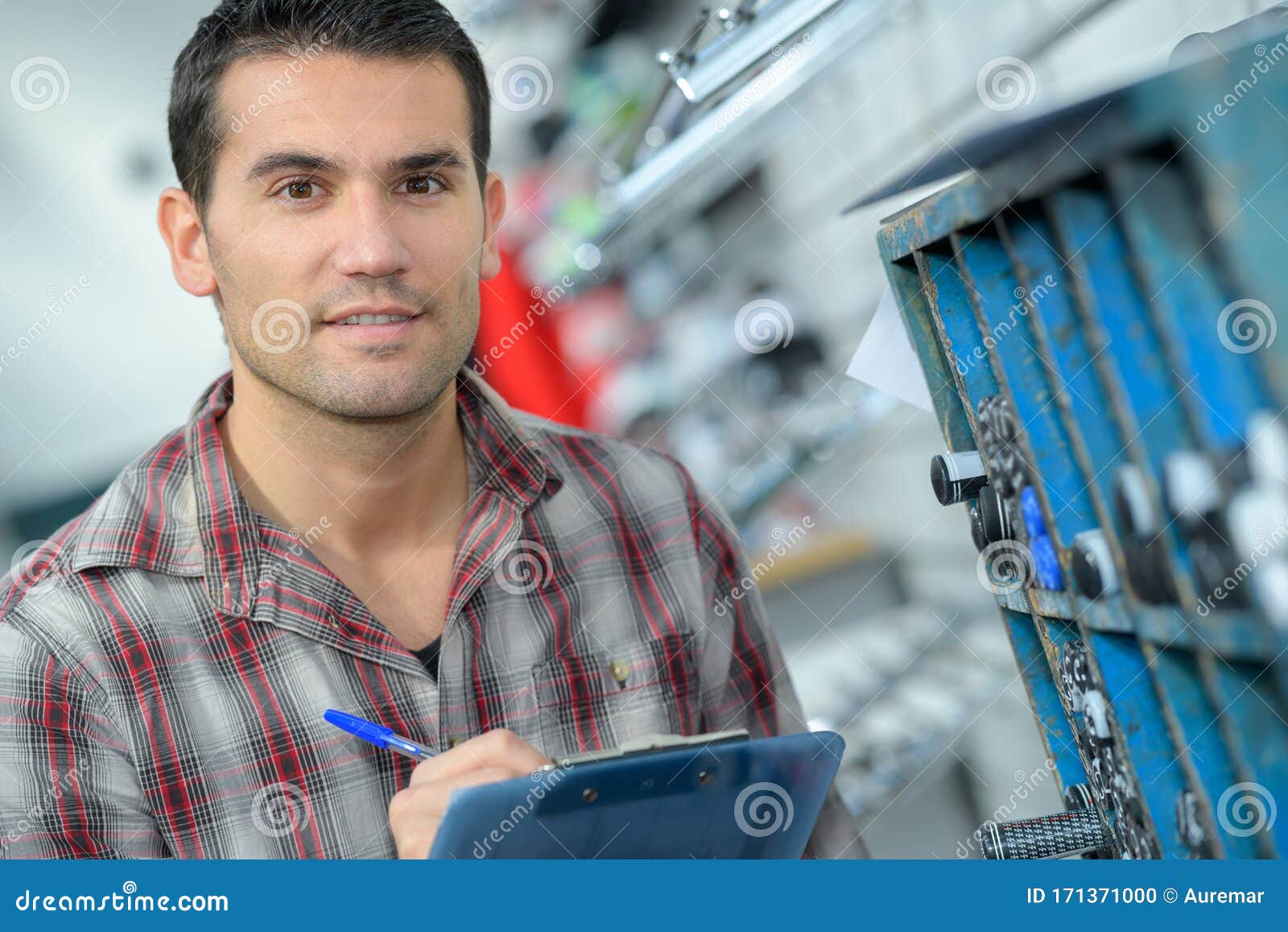 Man reading meters stock photo. Image of outside, flats - 171371000