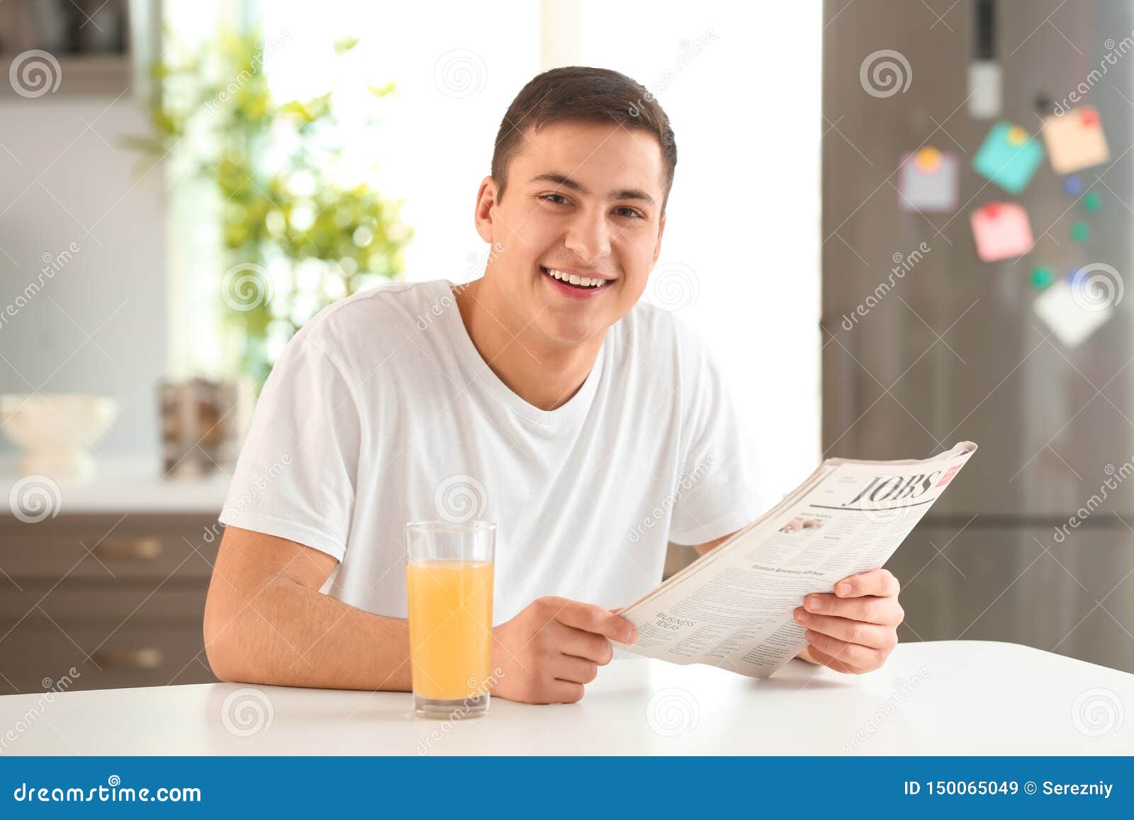 Man Reading Morning Newspaper during Breakfast at Home Stock Image ...