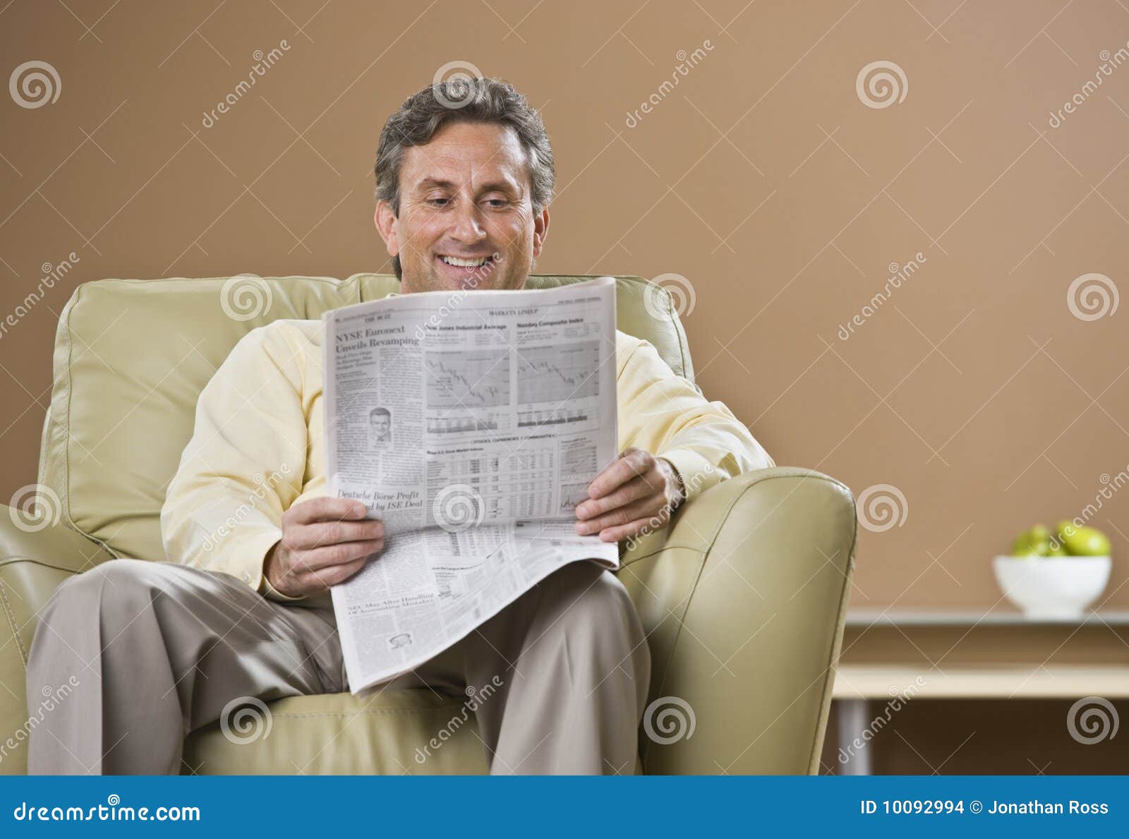 Man Reading Newspaper stock photo. Image of inside, formal - 10092994