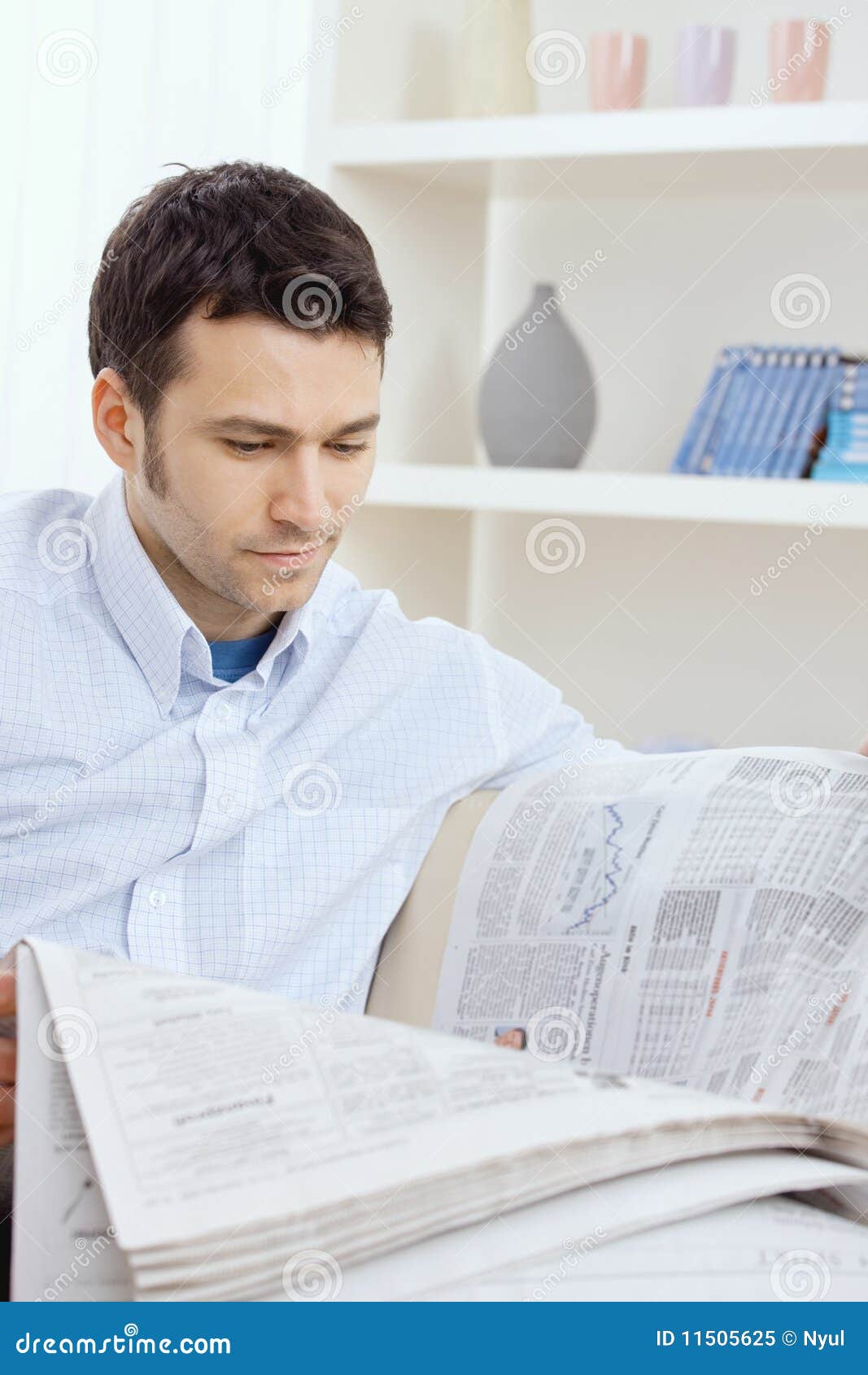 Man reading newspaper stock image. Image of caucasian - 11505625