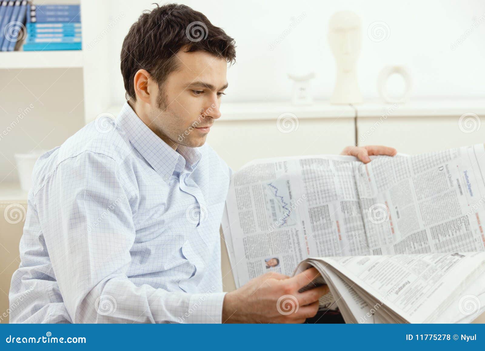 Man reading newspaper stock photo. Image of comfort, leisure - 11775278