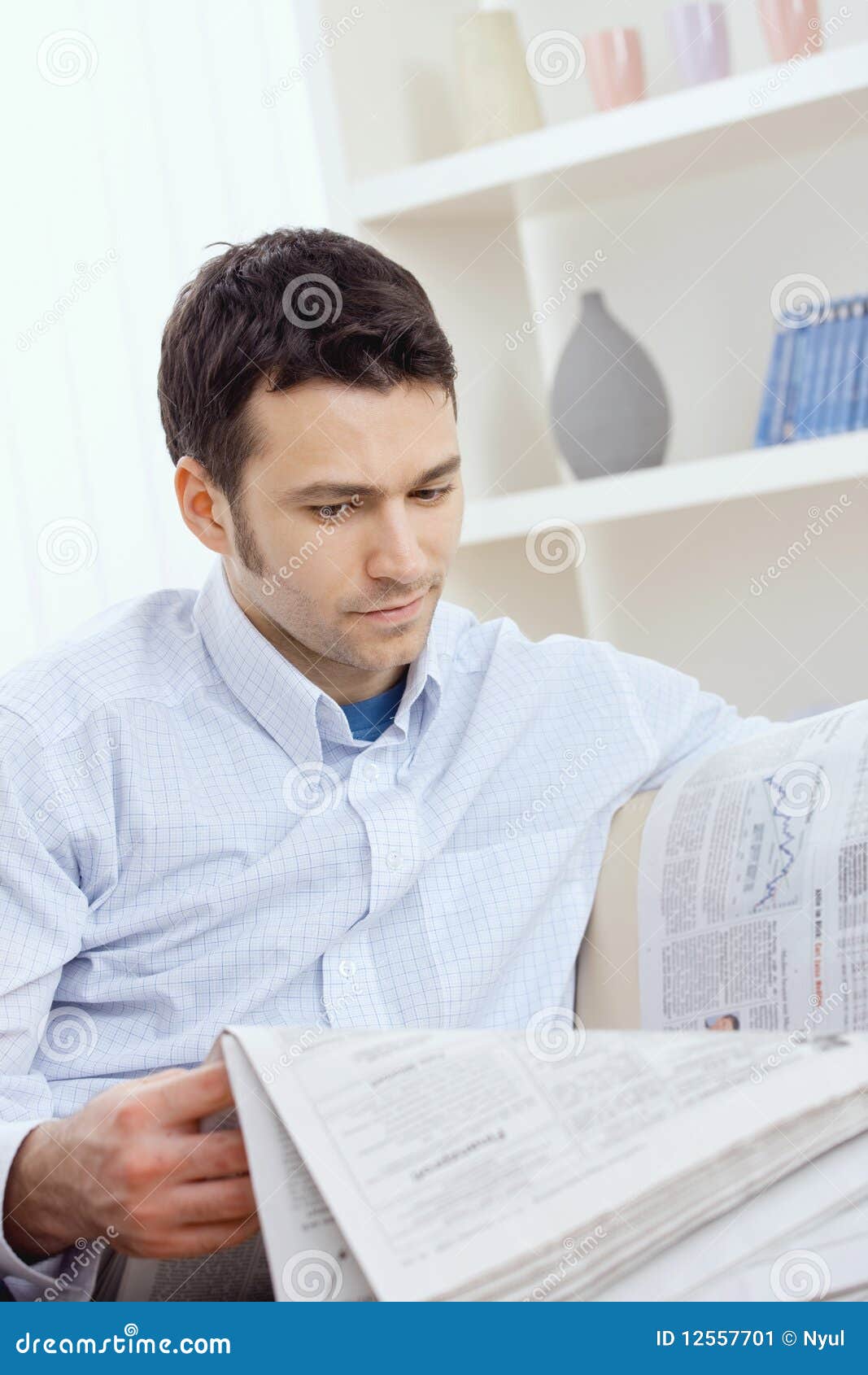 Man reading newspaper stock image. Image of american - 12557701