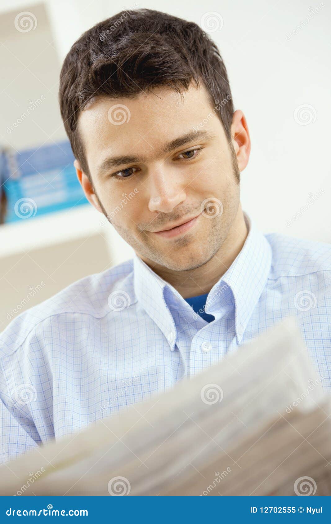 Man reading newspaper stock image. Image of caucasian - 12702555