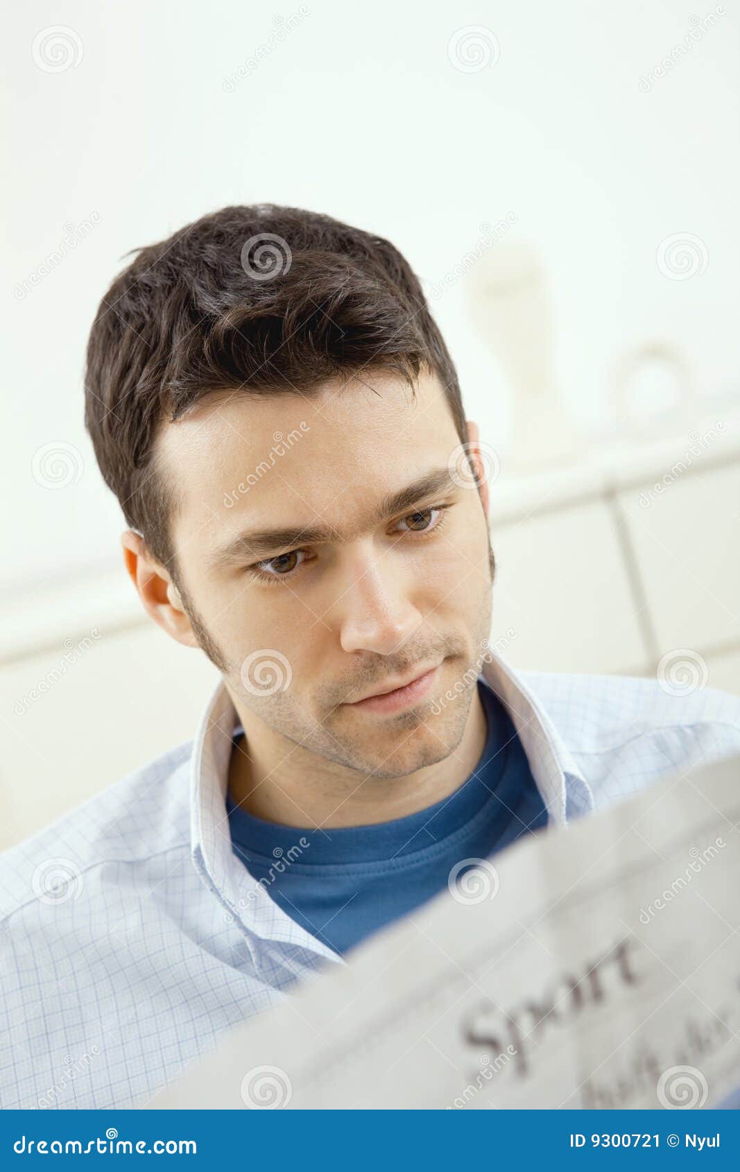 Man reading newspaper stock image. Image of collar, business - 9300721