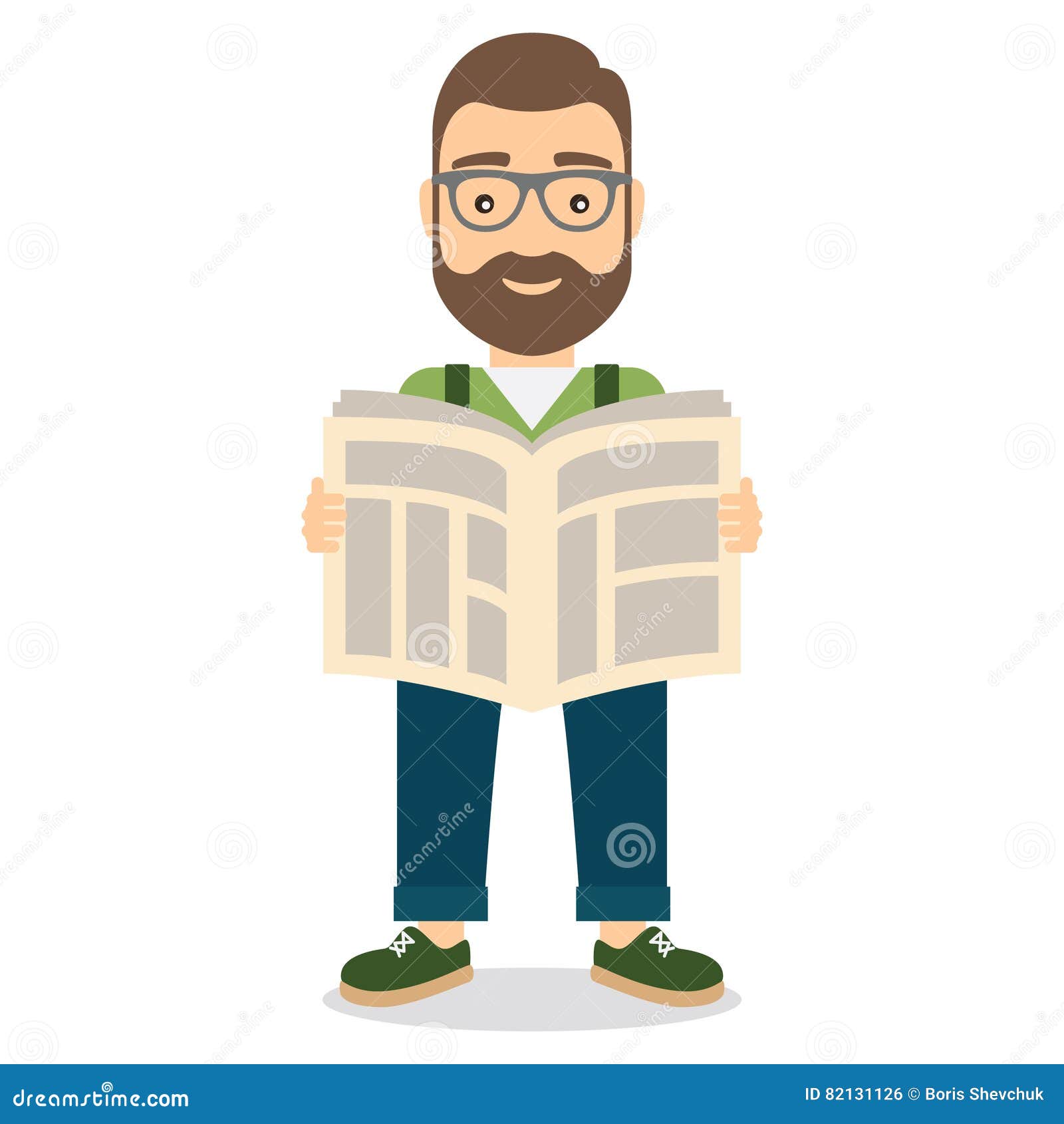 Man reading newspaper. stock vector. Illustration of sheet - 82131126