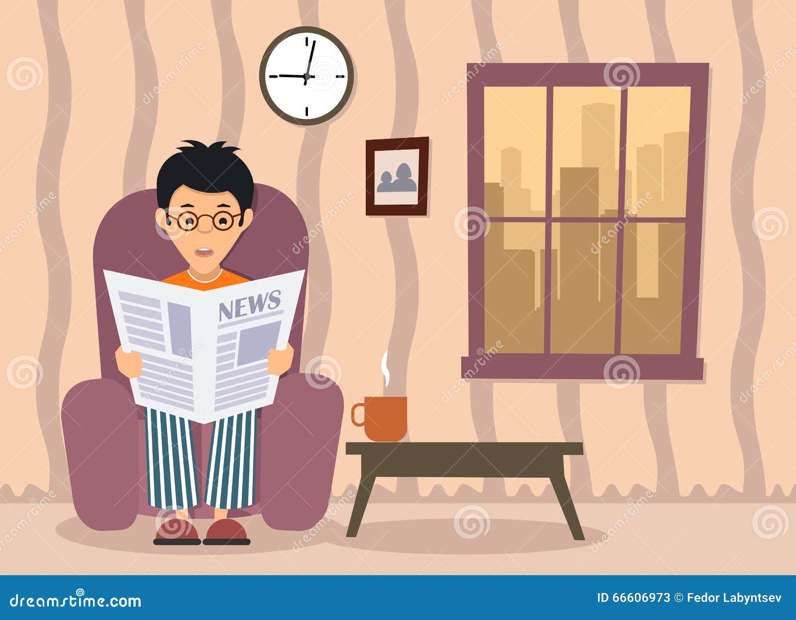 Man Reading Newspaper Journal. News Article. Hand Drawn. Stickman ...