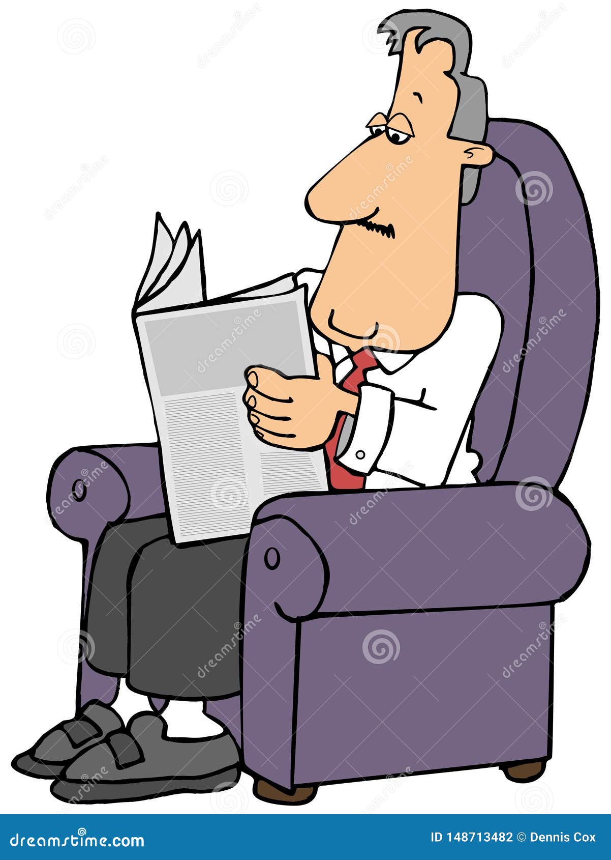 Man Reading a Newspaper while Sitting in an Easy Chair Stock ...
