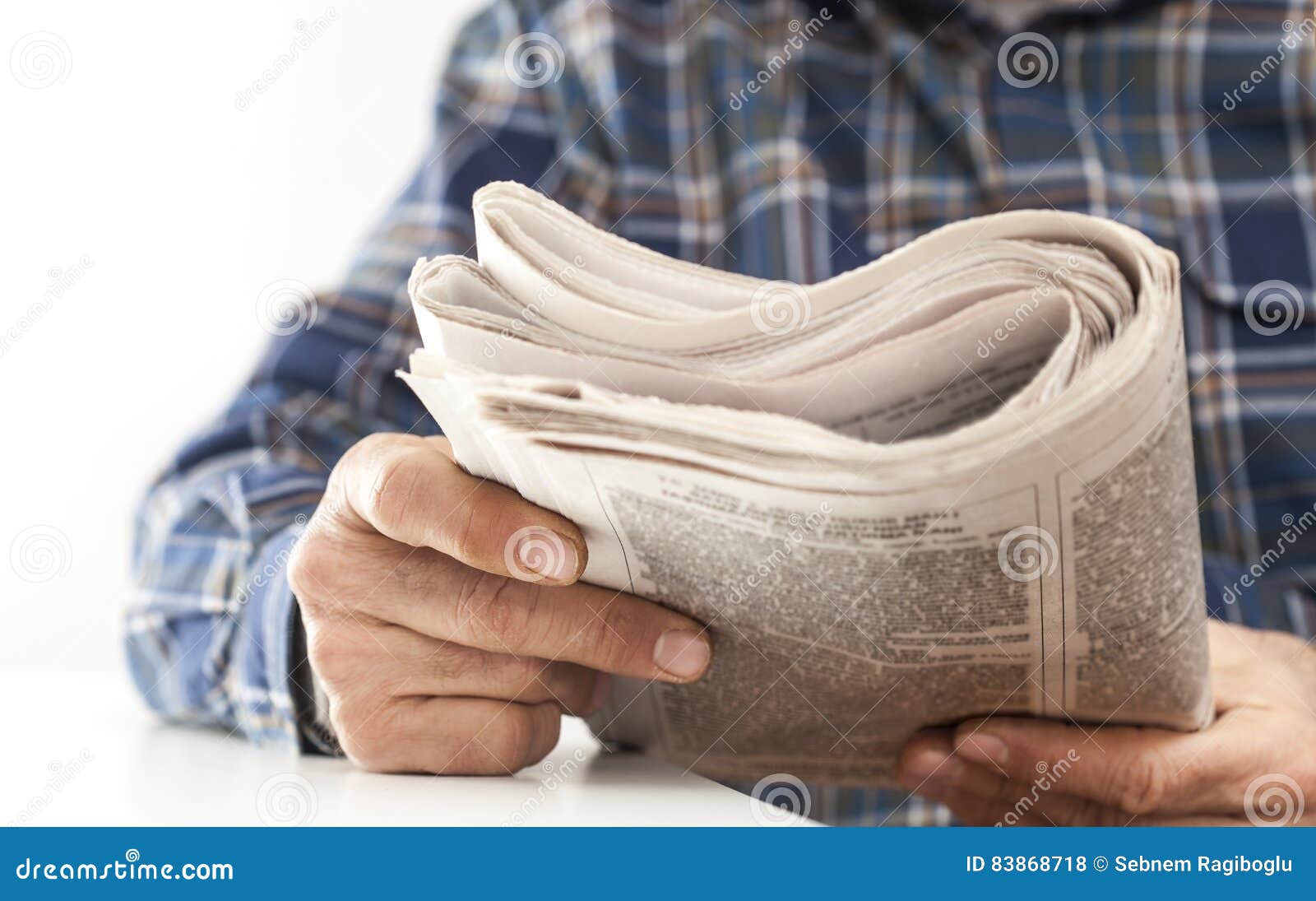 Man Reading Newspaper on Table Stock Photo - Image of news, business ...