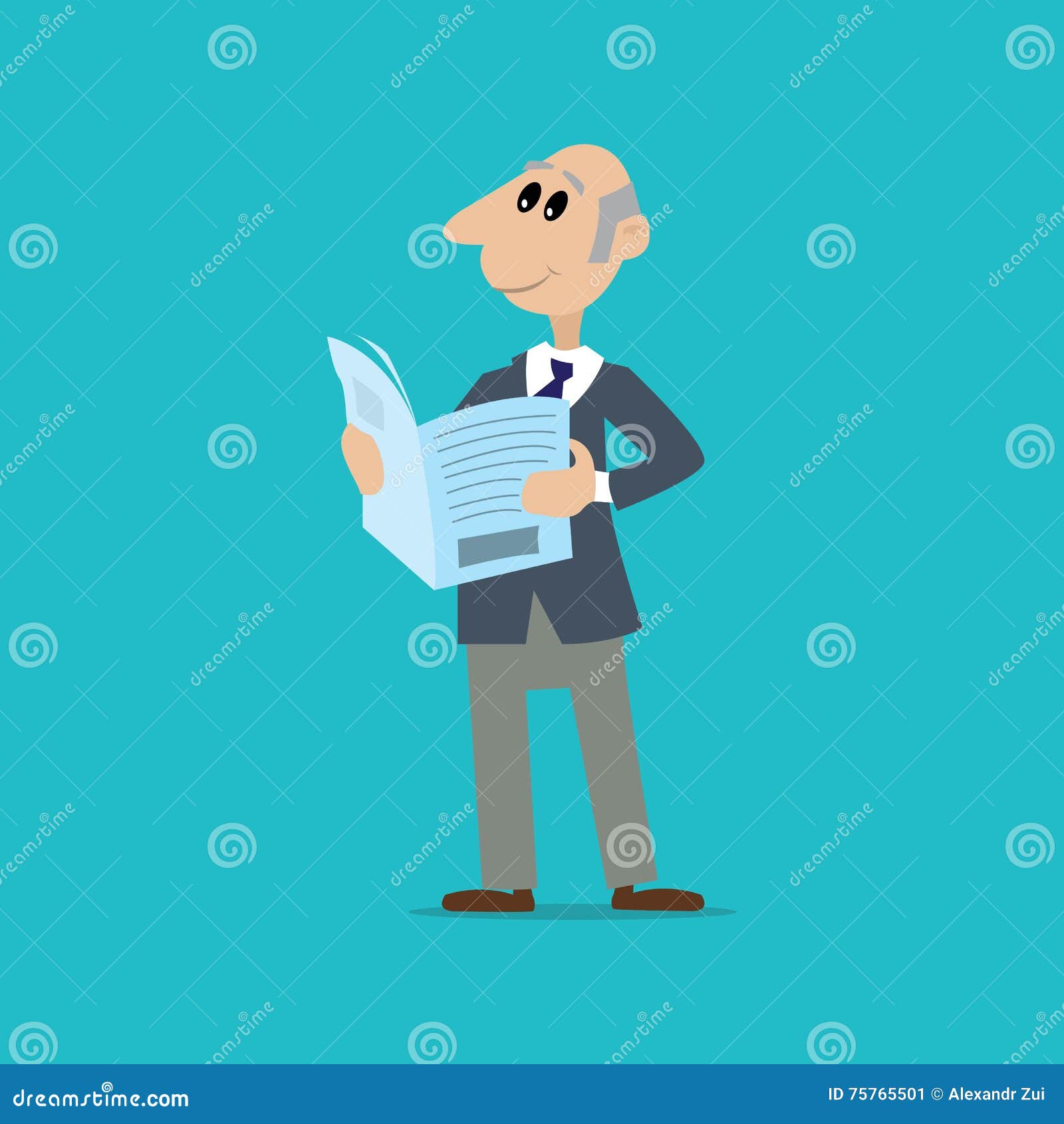 Man reading a newspaper stock vector. Illustration of ambitious - 75765501