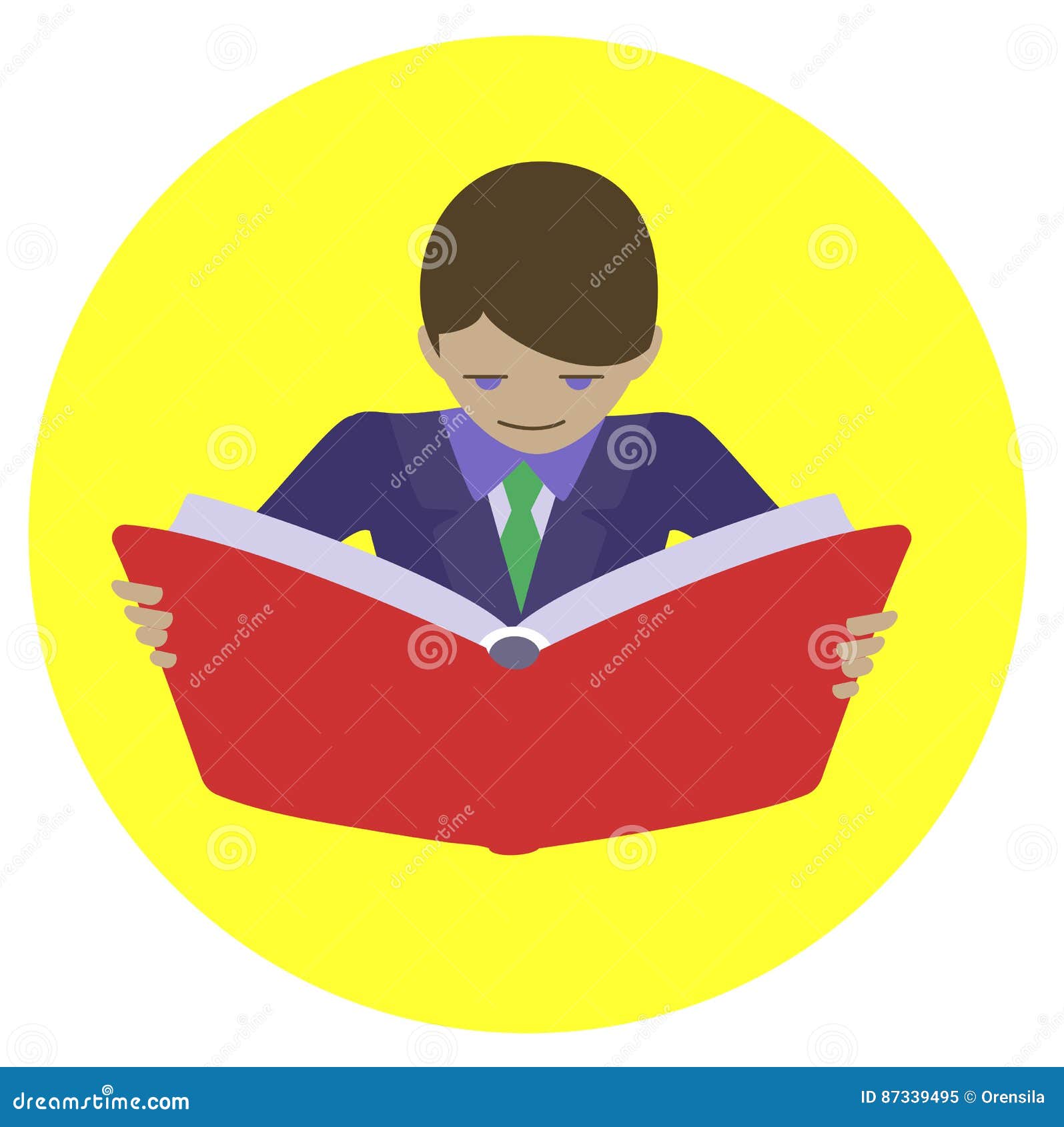 Man reading open book stock vector. Illustration of vector - 87339495