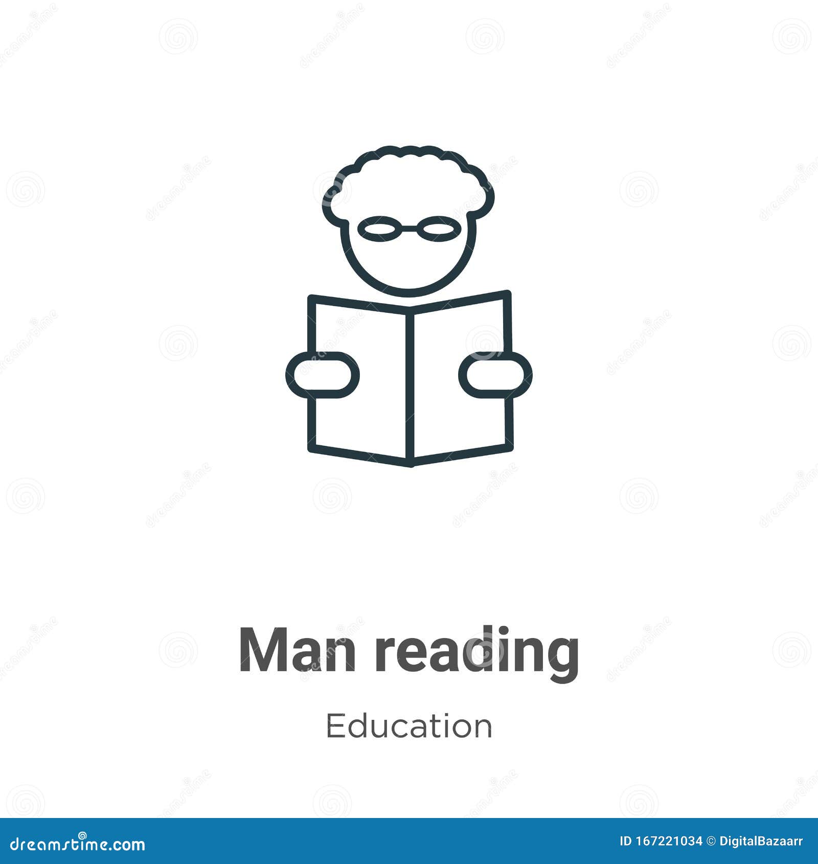 Man Reading Outline Vector Icon. Thin Line Black Man Reading Icon, Flat ...