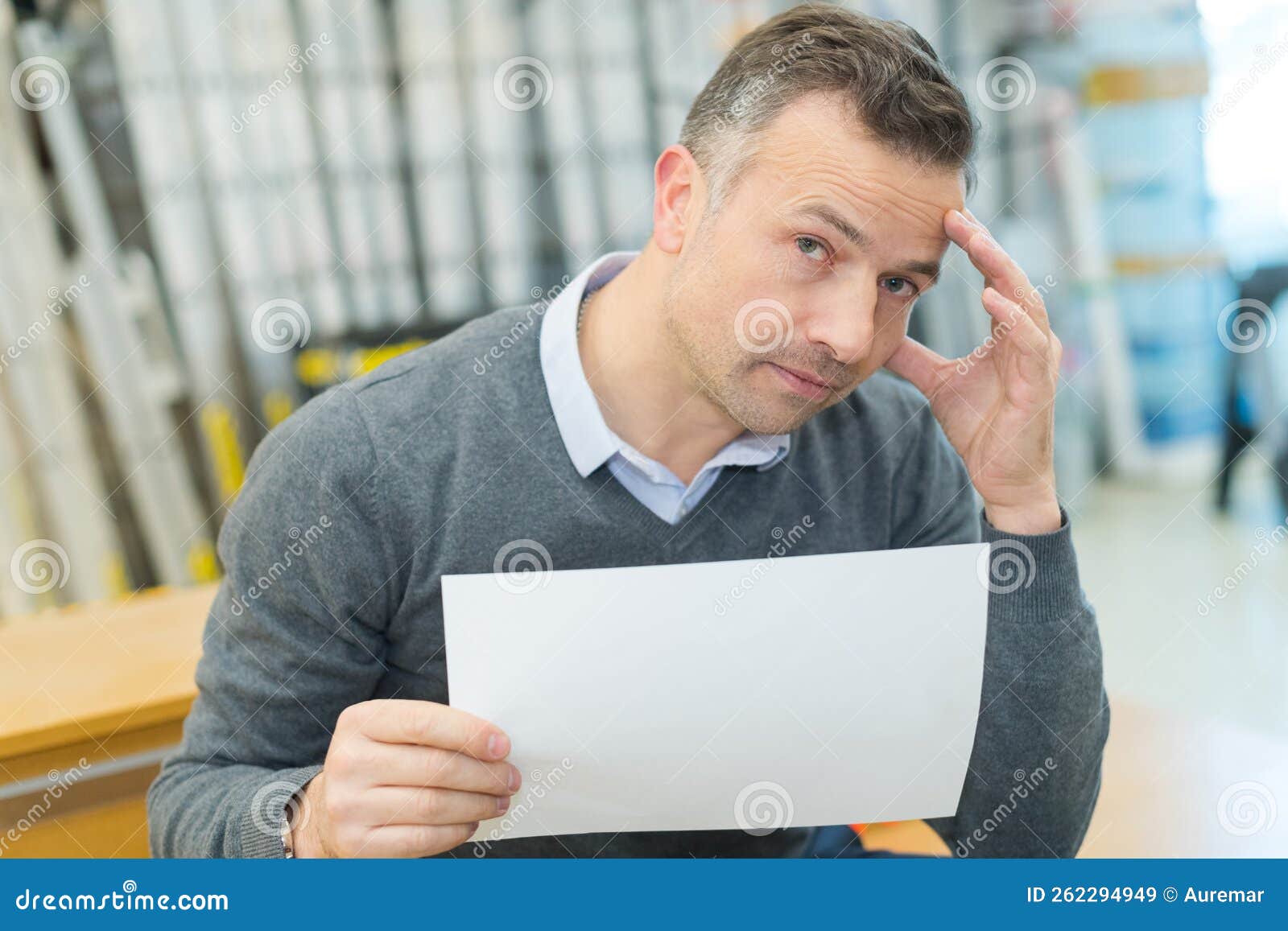 Man Reading Papers in Office Stock Image - Image of fiction, freelancer ...