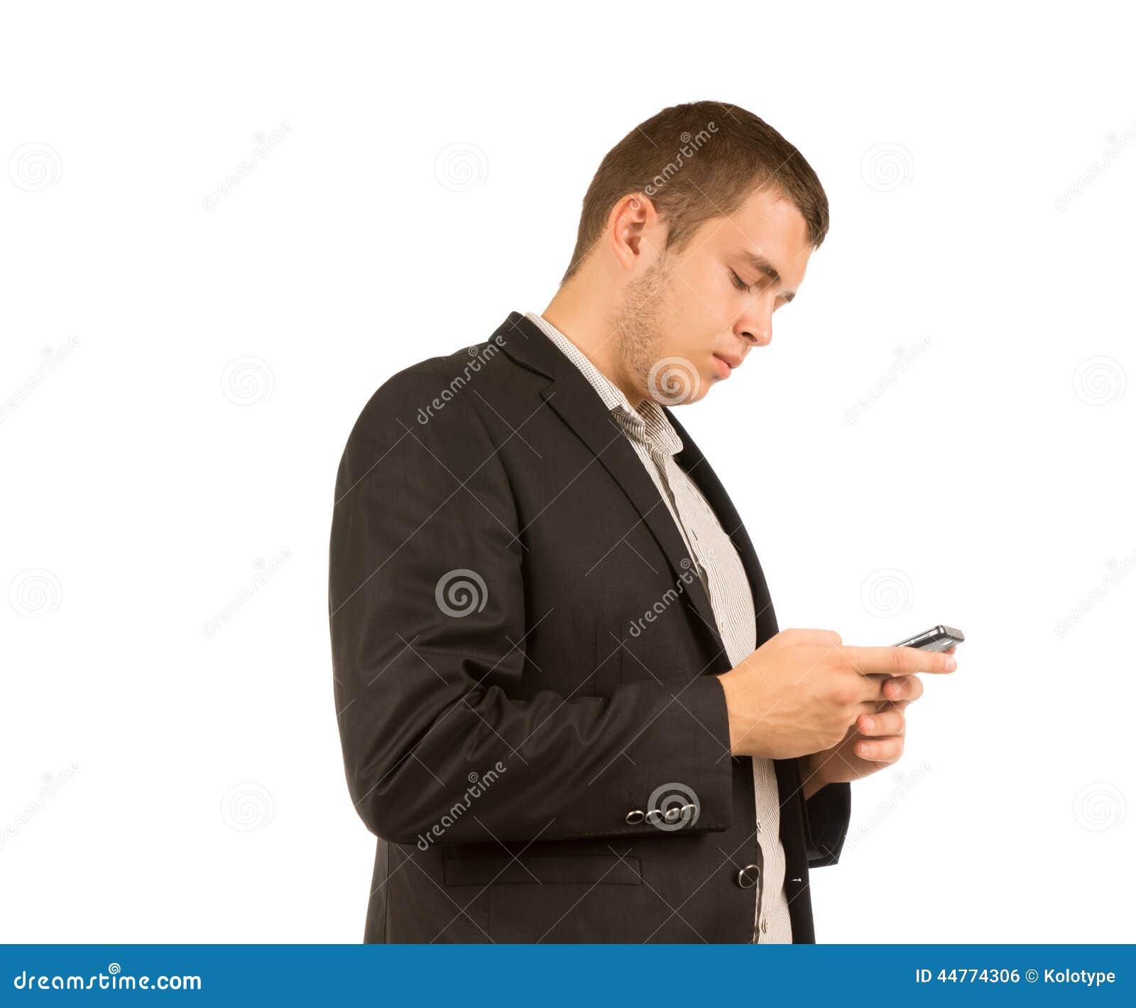 Man Reading a Text Message on His Mobile Phone Stock Photo - Image of ...