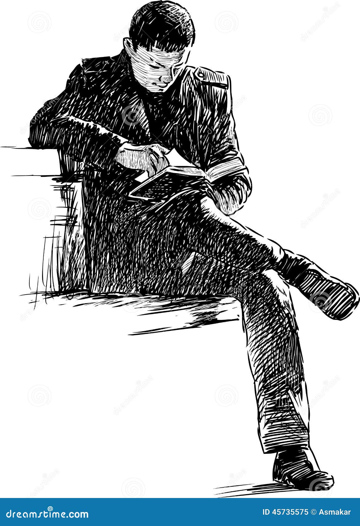 Man reading stock vector. Illustration of city, sitting - 45735575