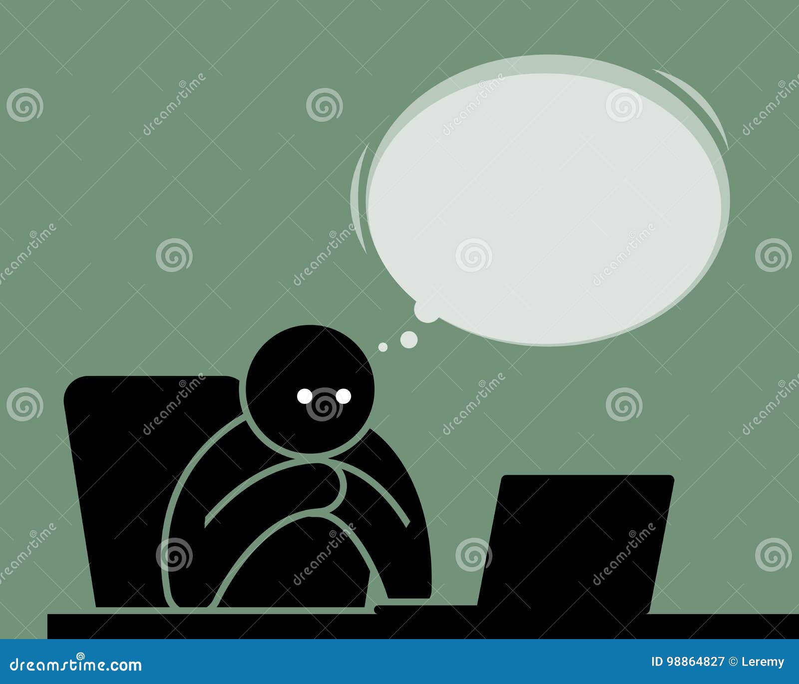 Man Reading and Watching from the Computer with Internet. Stock Vector ...